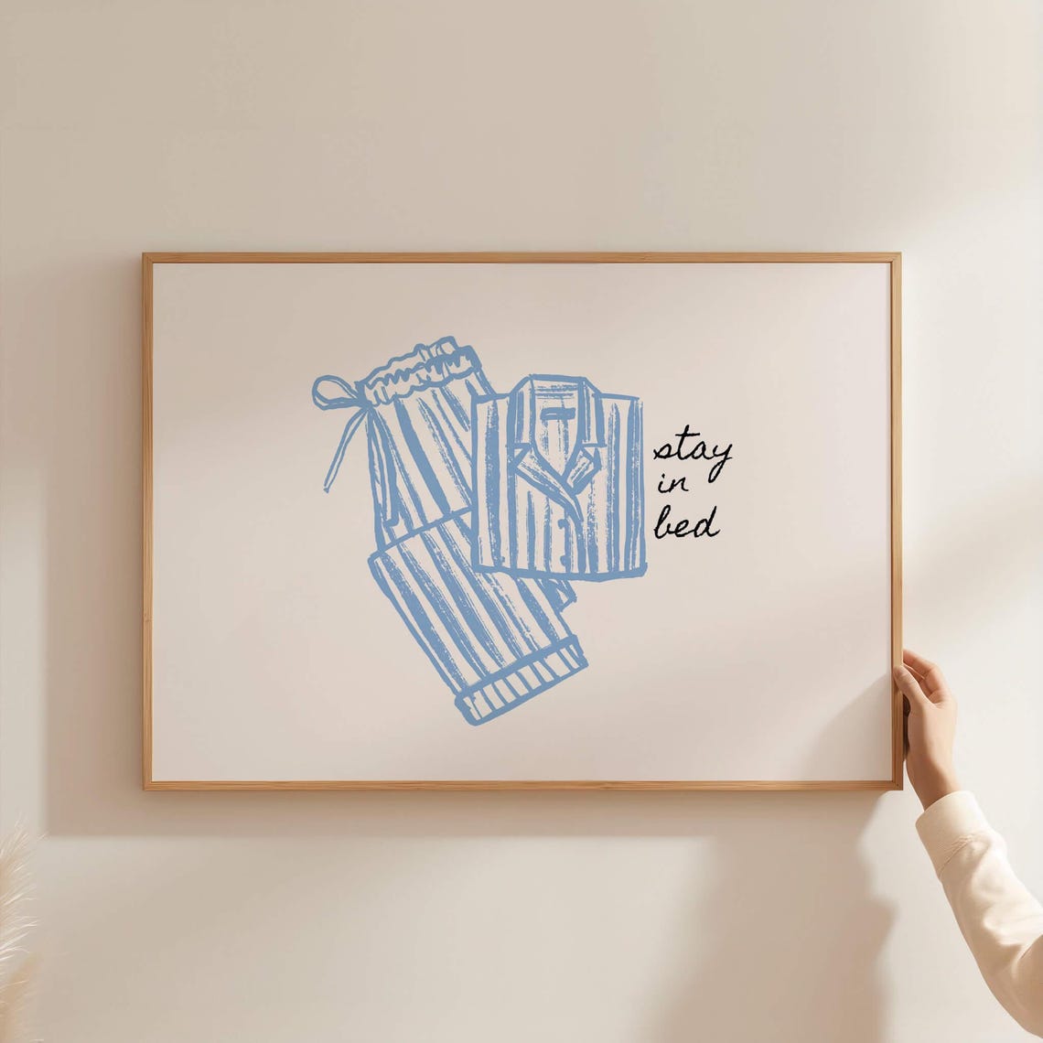 Above Bed Wall Poster, Stay In Bed Blue Poster, Aesthetic Bedroom ...