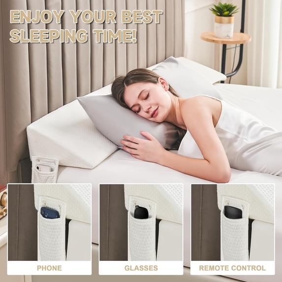 Bed Wedge Pillow - Adjustable 0-8" Height, Ergonomic Design for Sleep ...