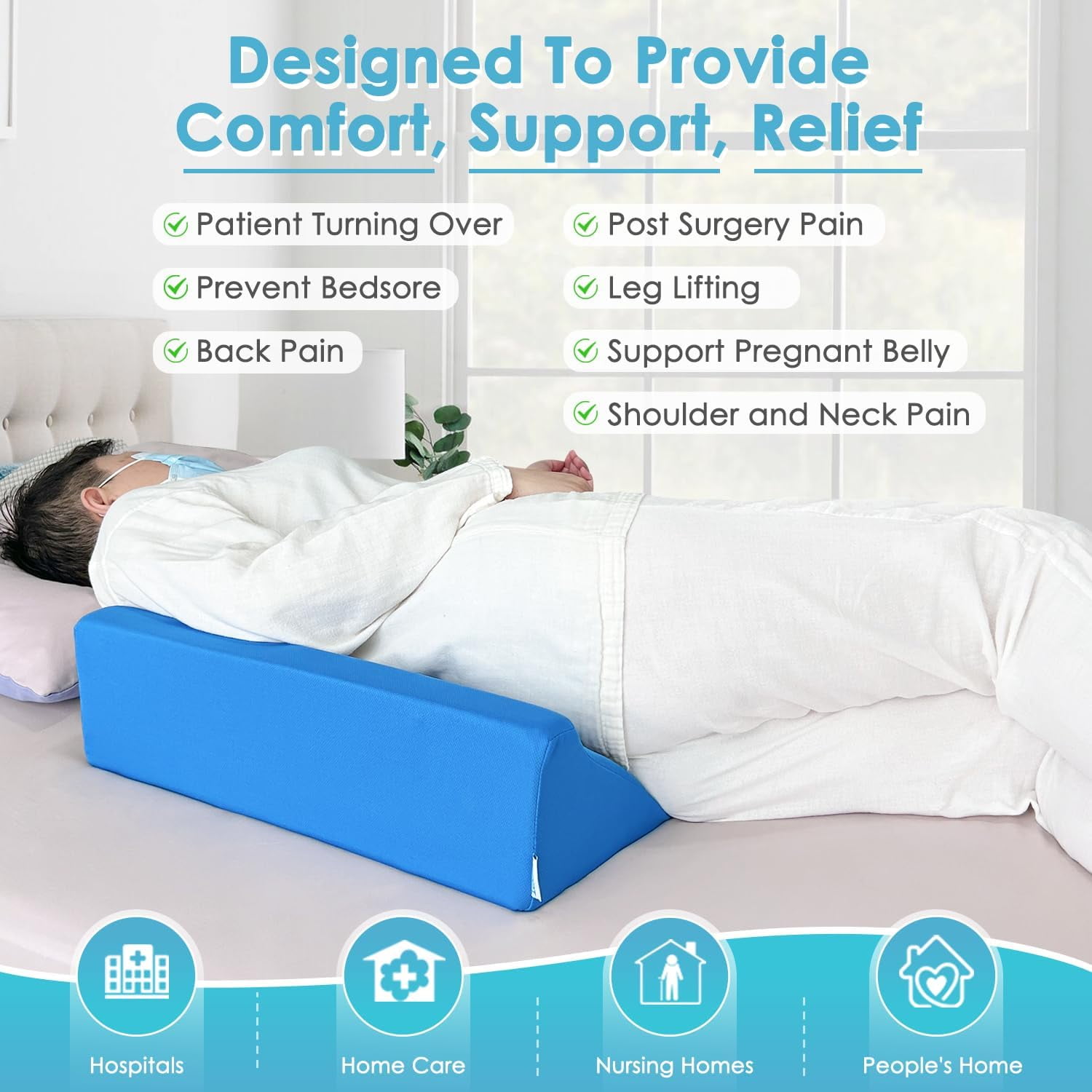 Bed Wedge Pillow For Sleeping Seniors Post Surgery Incline Pillow Bedsore Pressure Relief ...