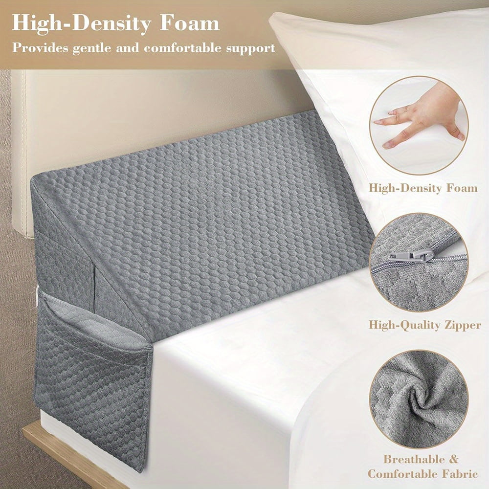 Bed Wedge Pillow Headboard with 2 Storage Pockets - Soft Hypoallergenic ...