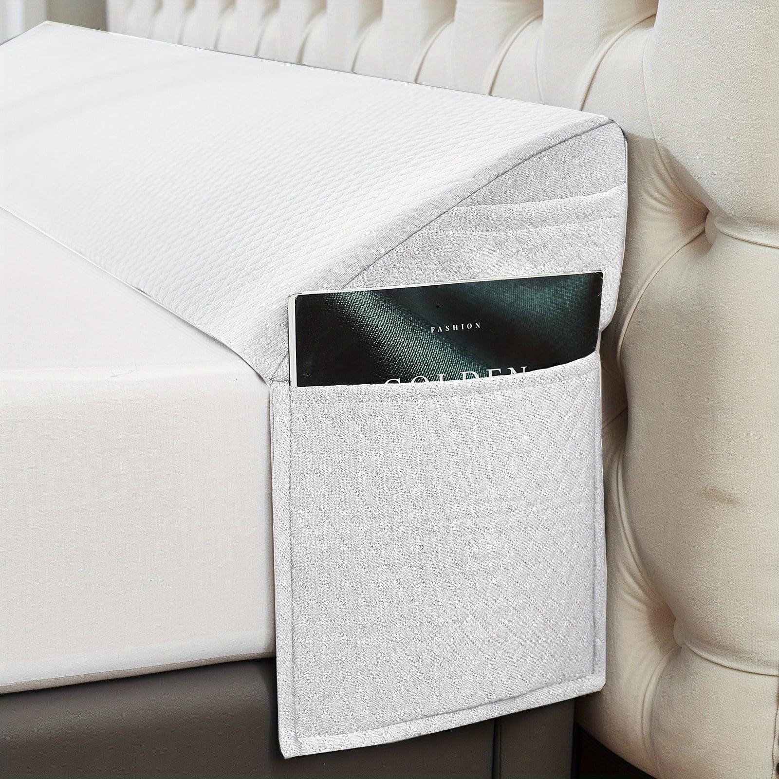 Bed Wedge Pillow Headboard with 2 Storage Pockets - Soft Hypoallergenic ...