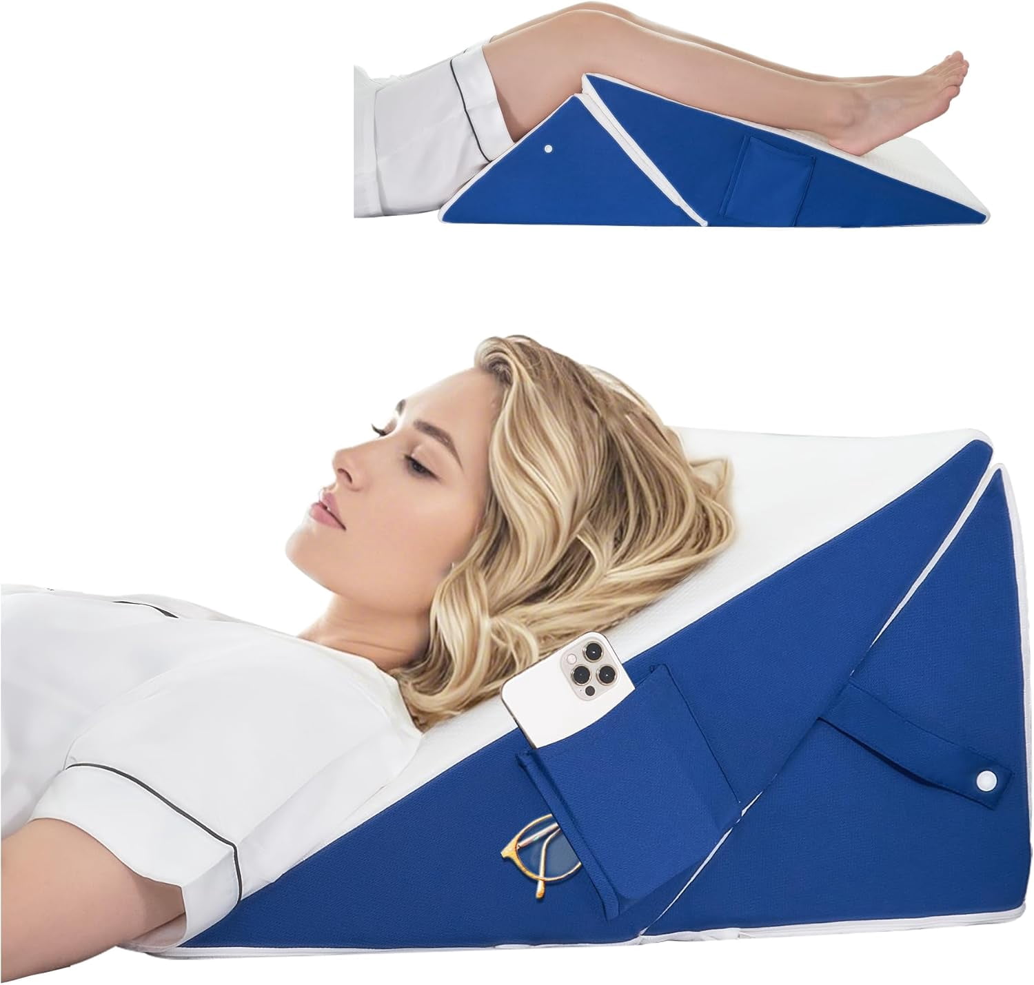 Bed Wedge Pillow for Headboard Sleeping, Adjustable 9 & 12 Inch Wedge ...