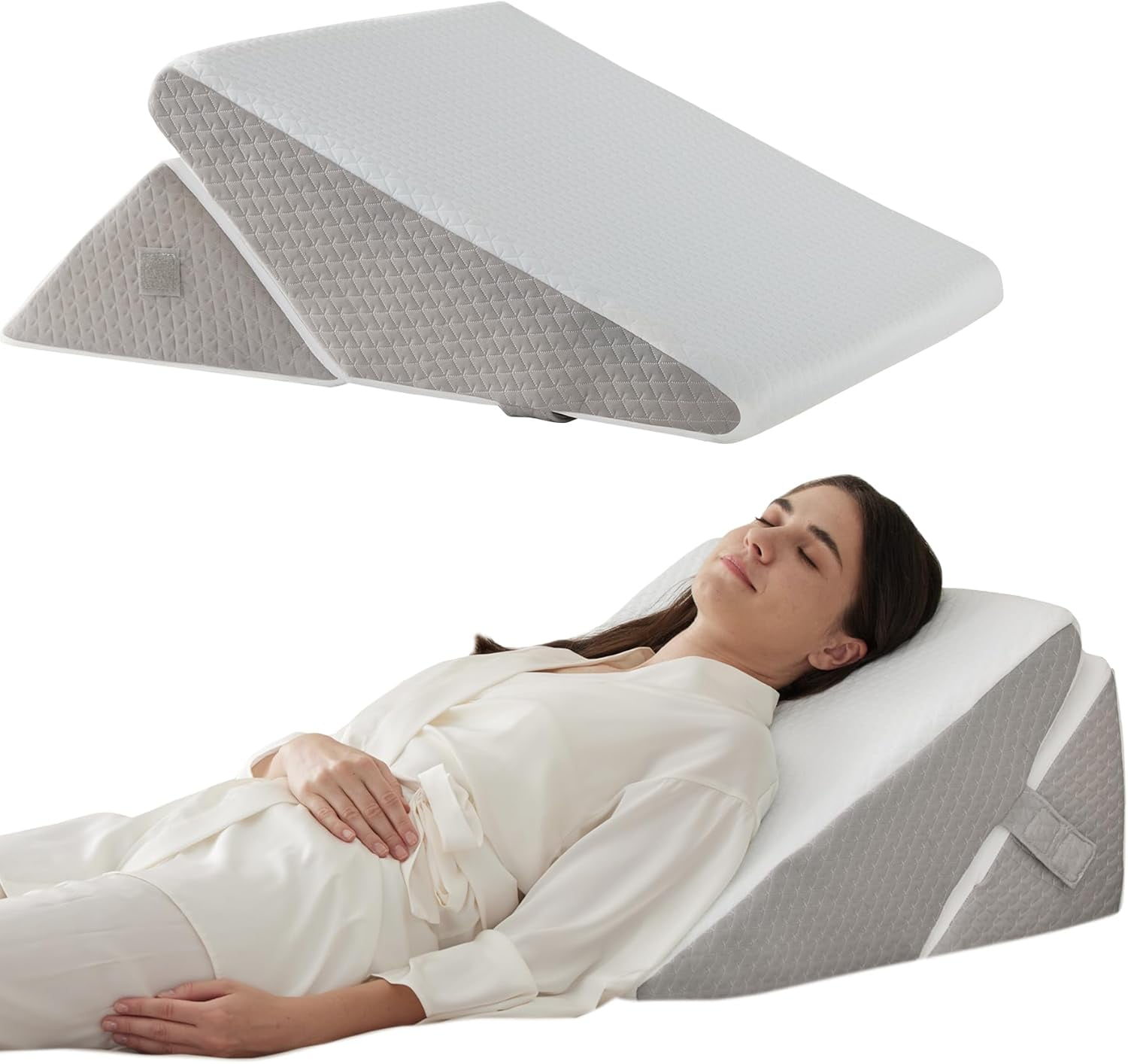 Bed Wedge Pillow for Sleeping, 9&12 Inch Wedge Pillow for Back Pain ...