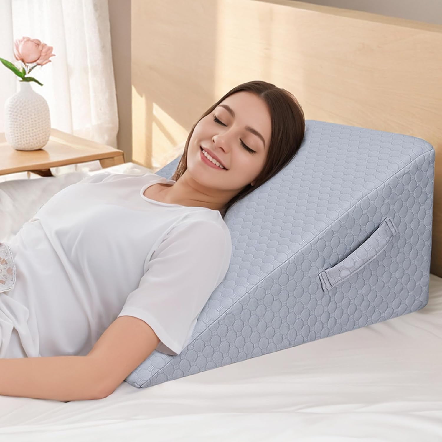 Bed Wedge Pillow for Sleeping, Elevated Wedge Pillow for Sleep Apnea ...