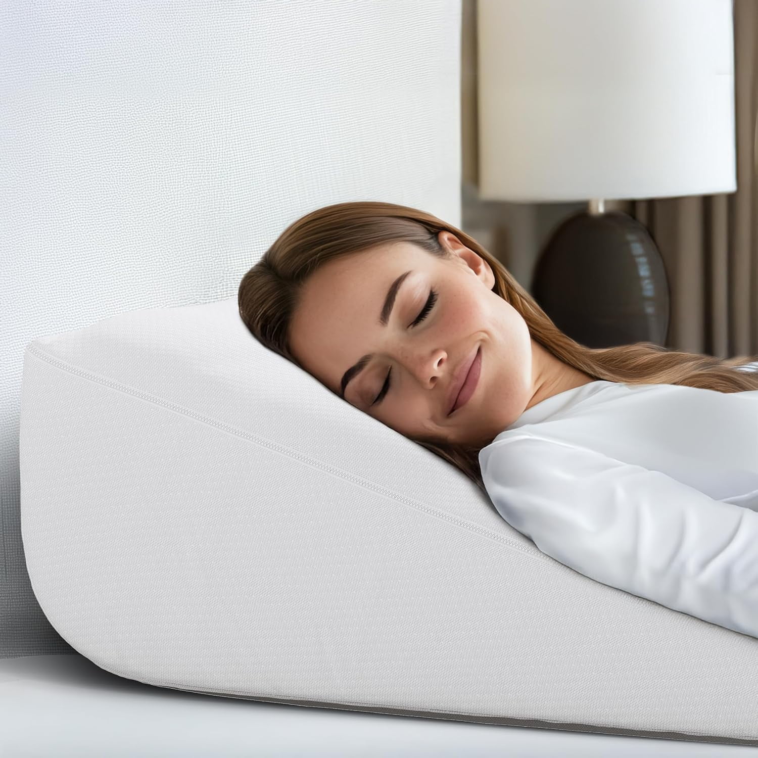 Bed Wedge Pillow for Sleeping with Memory Foam and Ultra Comfortable ...