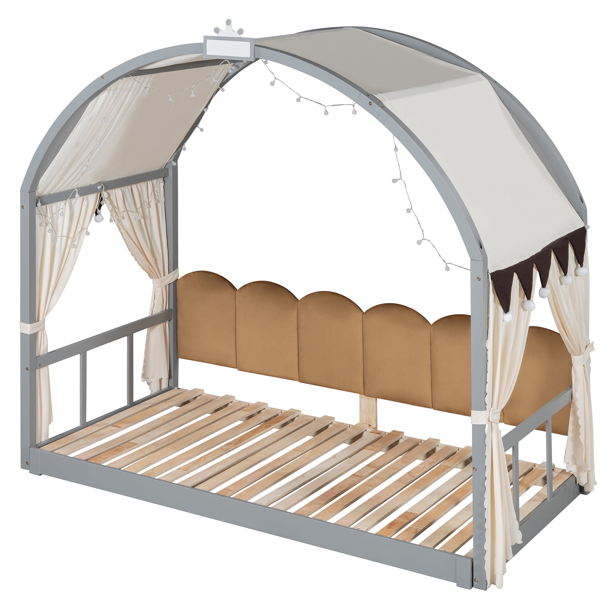 Bed WithAnd Light Strip,Platform Bed With Arched Roof, Tent ...