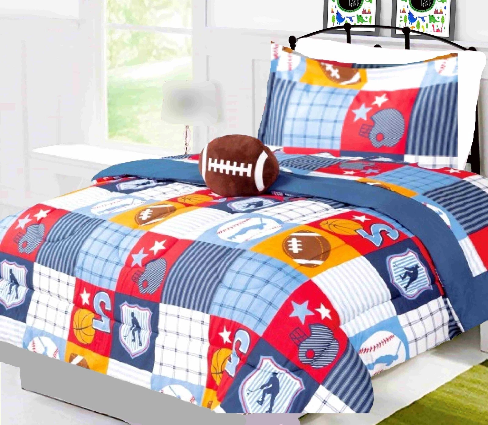 Football Parchwork Twin Bedding Set 6-Piece Plush Toy, Comforter ...