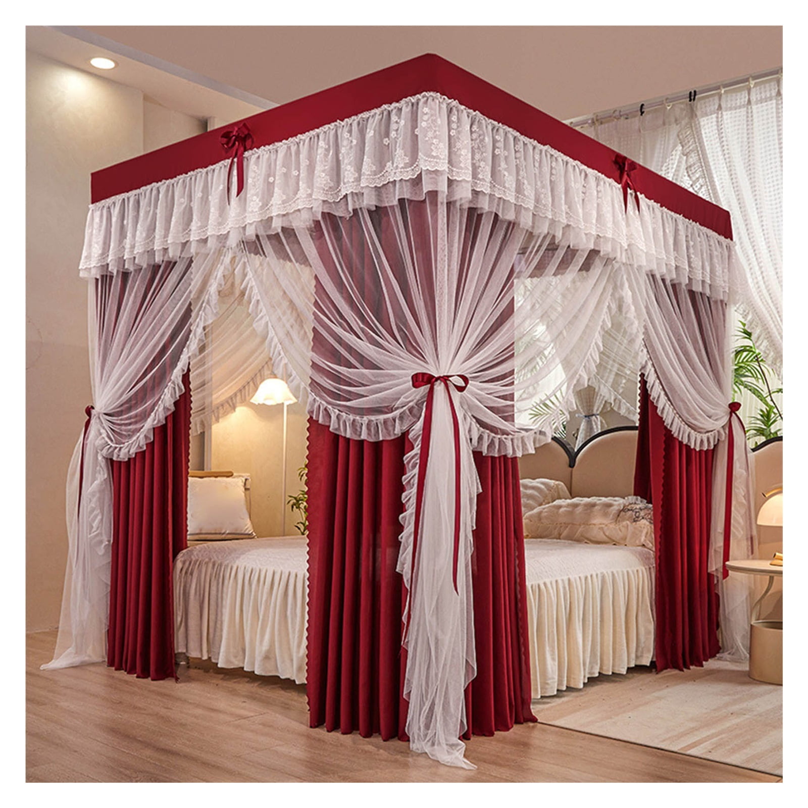 Bed curtains, mosquito net for double bed, canopy bed curtains, with 4 ...