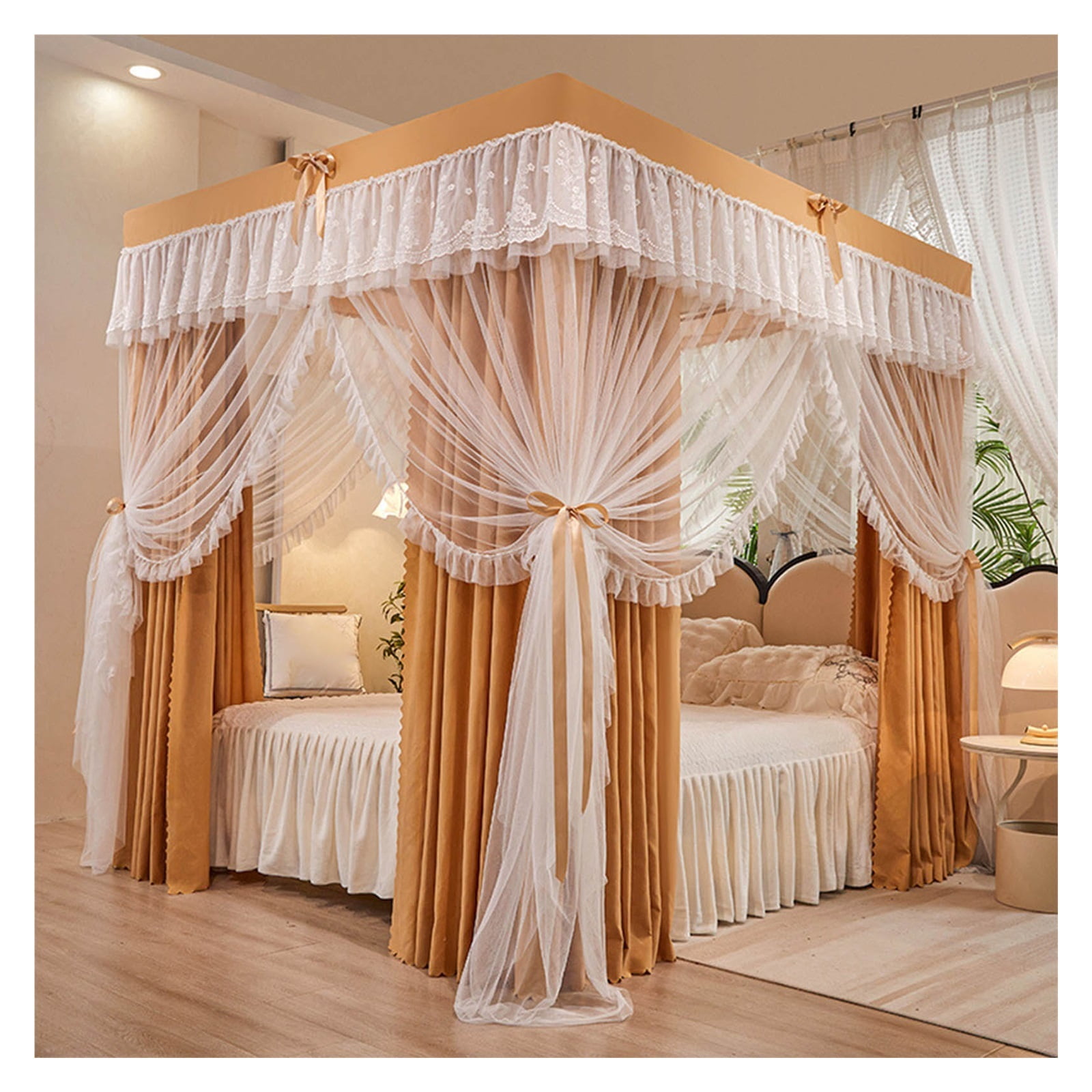 Bed curtains, mosquito net for double bed, canopy bed curtains, with 4 ...
