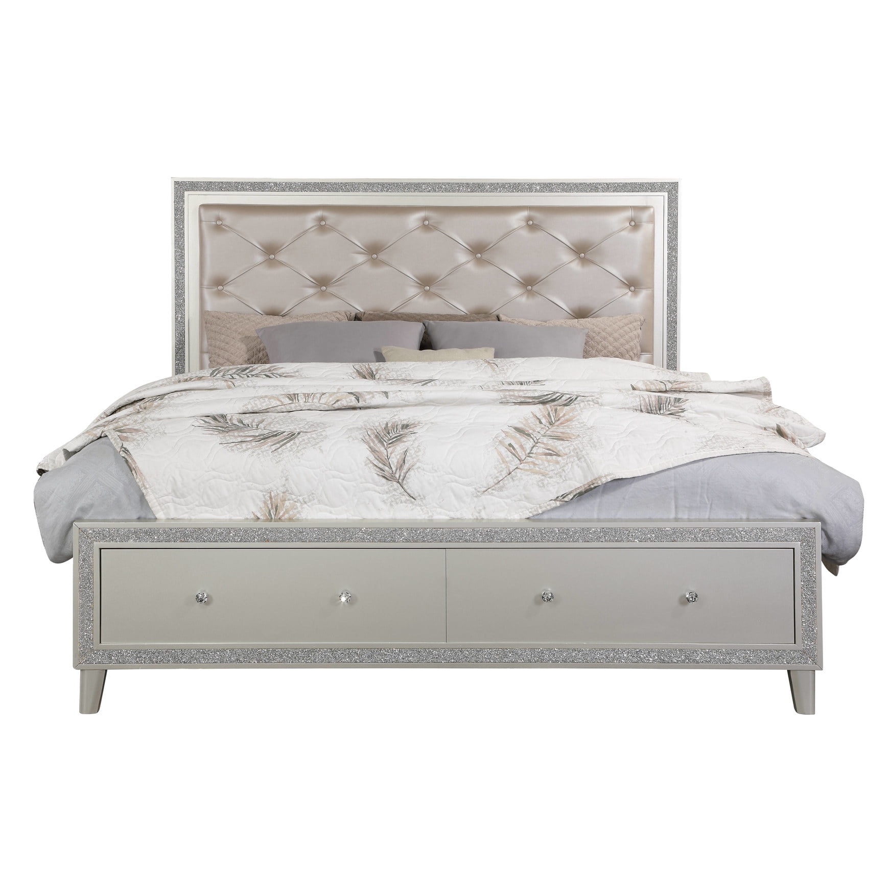 Bed with Storage Function / Champagne Color, 2 Drawers, 20 lbs Drawer ...