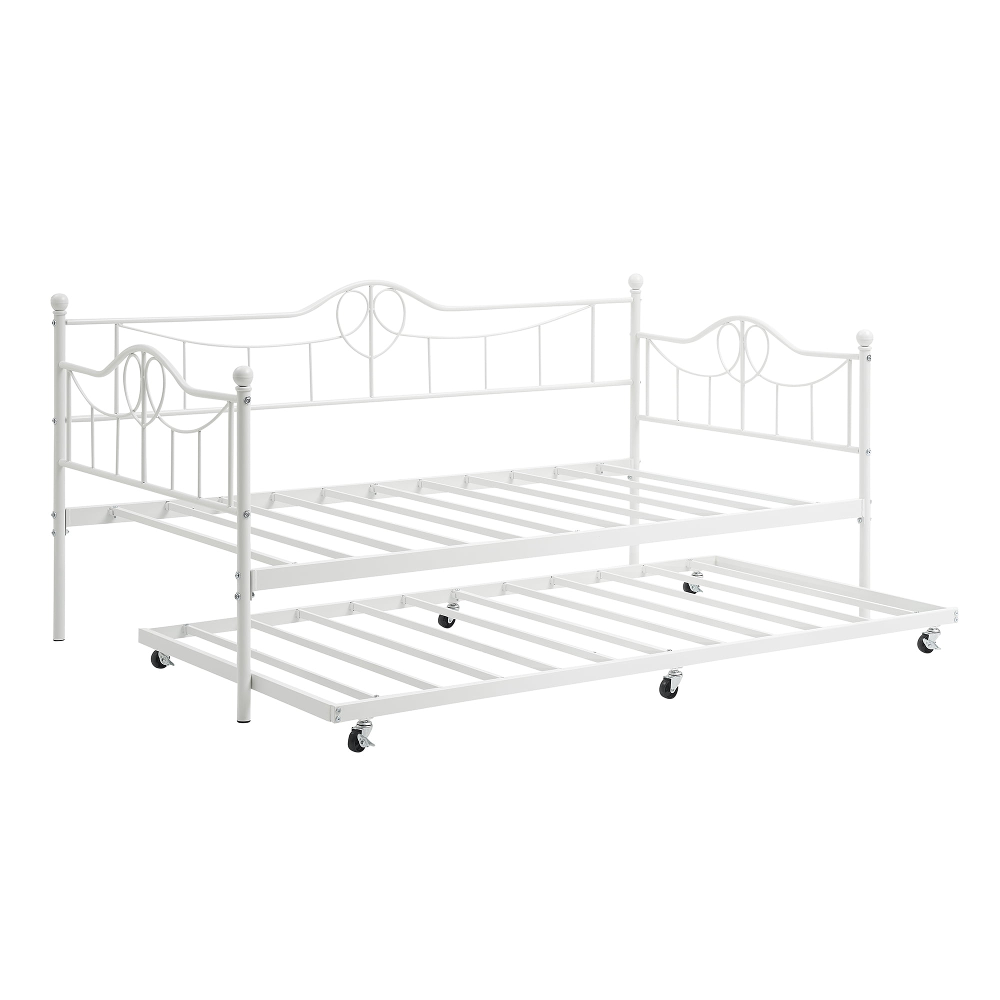 Bed with Trundle, Twin Daybed and Pull Out Trundle Set, Metal Sofa Bed ...