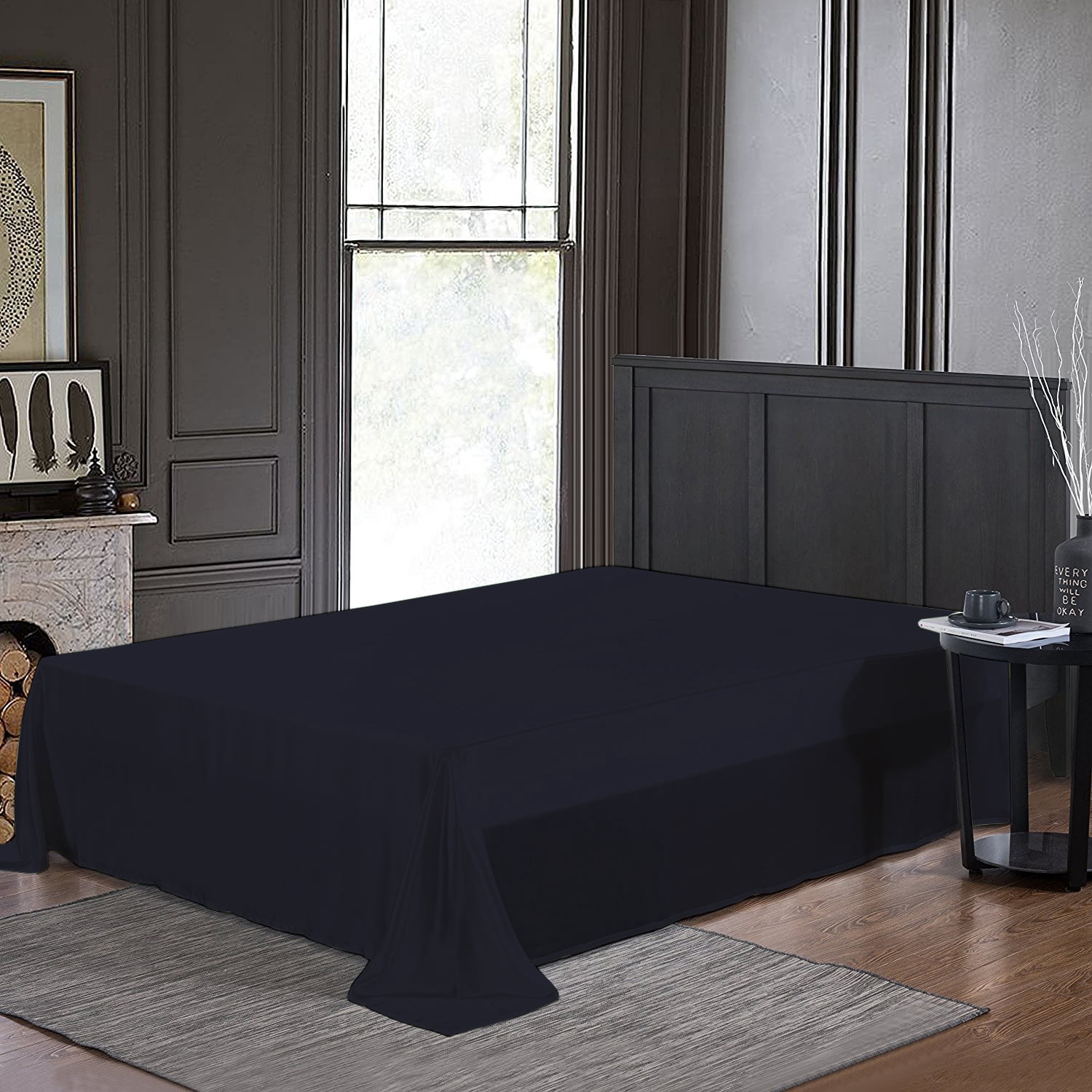 BedDecor 100% Egyptian Cotton 1 Pcs Flat Sheet Solid (Navy Blue,Twin ...