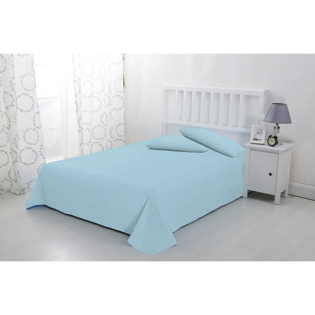 BedDecor 100% Egyptian Cotton 400 TC 3PC Light Blue Full Size Flat Sheet Solid Pattern - Walmart.com