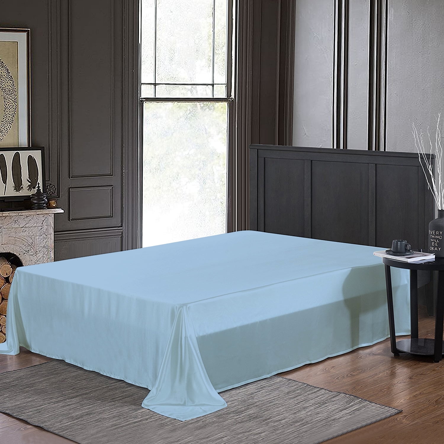 BedDecor 100% Egyptian Cotton 400 TC 1PC Light Blue Twin Size Flat Sheet Solid Pattern - Walmart.com