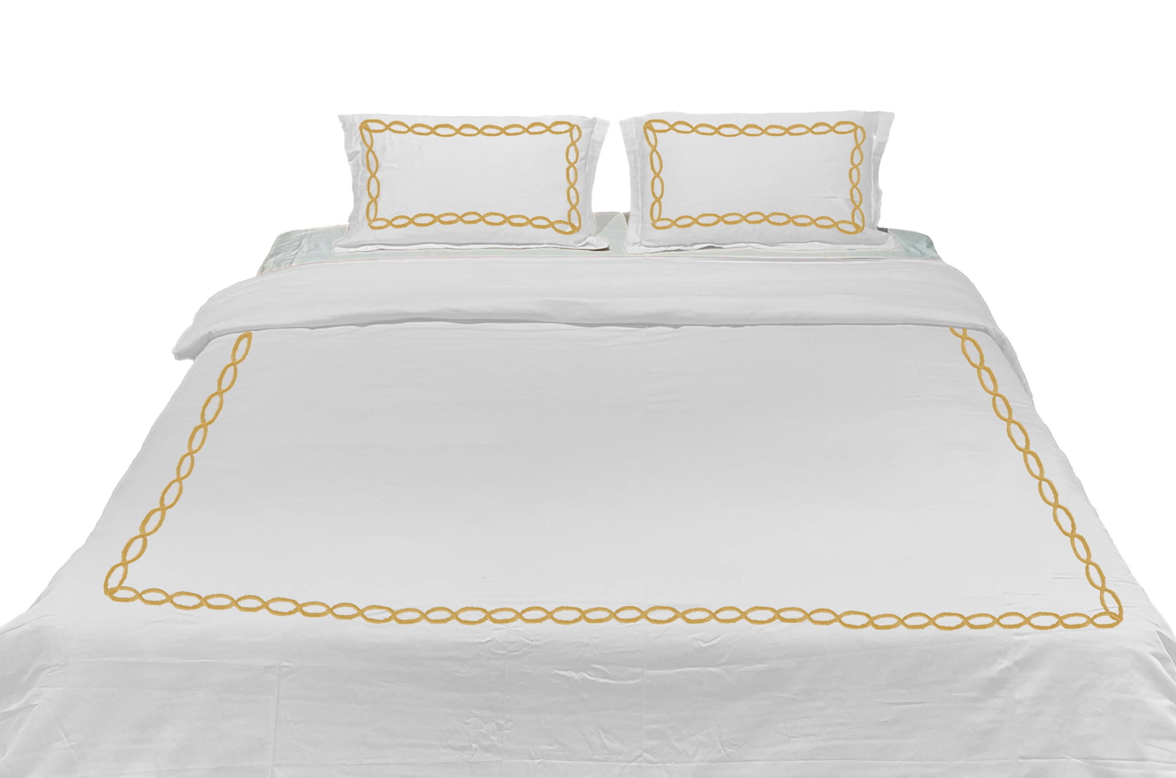 BedDecor 3PC Luxurious Classic Chain Pattern Embroidered Cotton Duvet ...