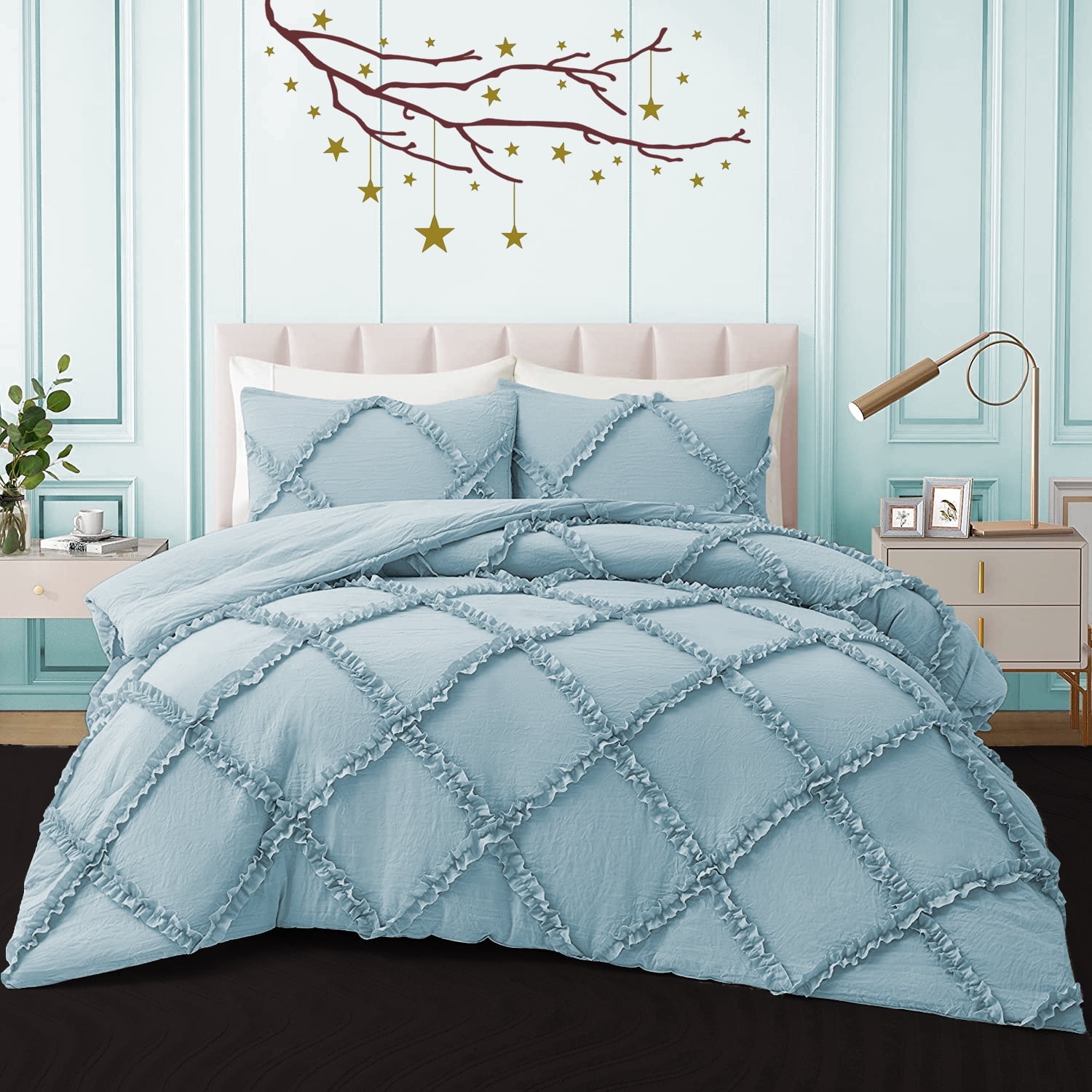 BedDecor 400TC 100% Egyptian Cotton 3PC Light Blue King/California King ...