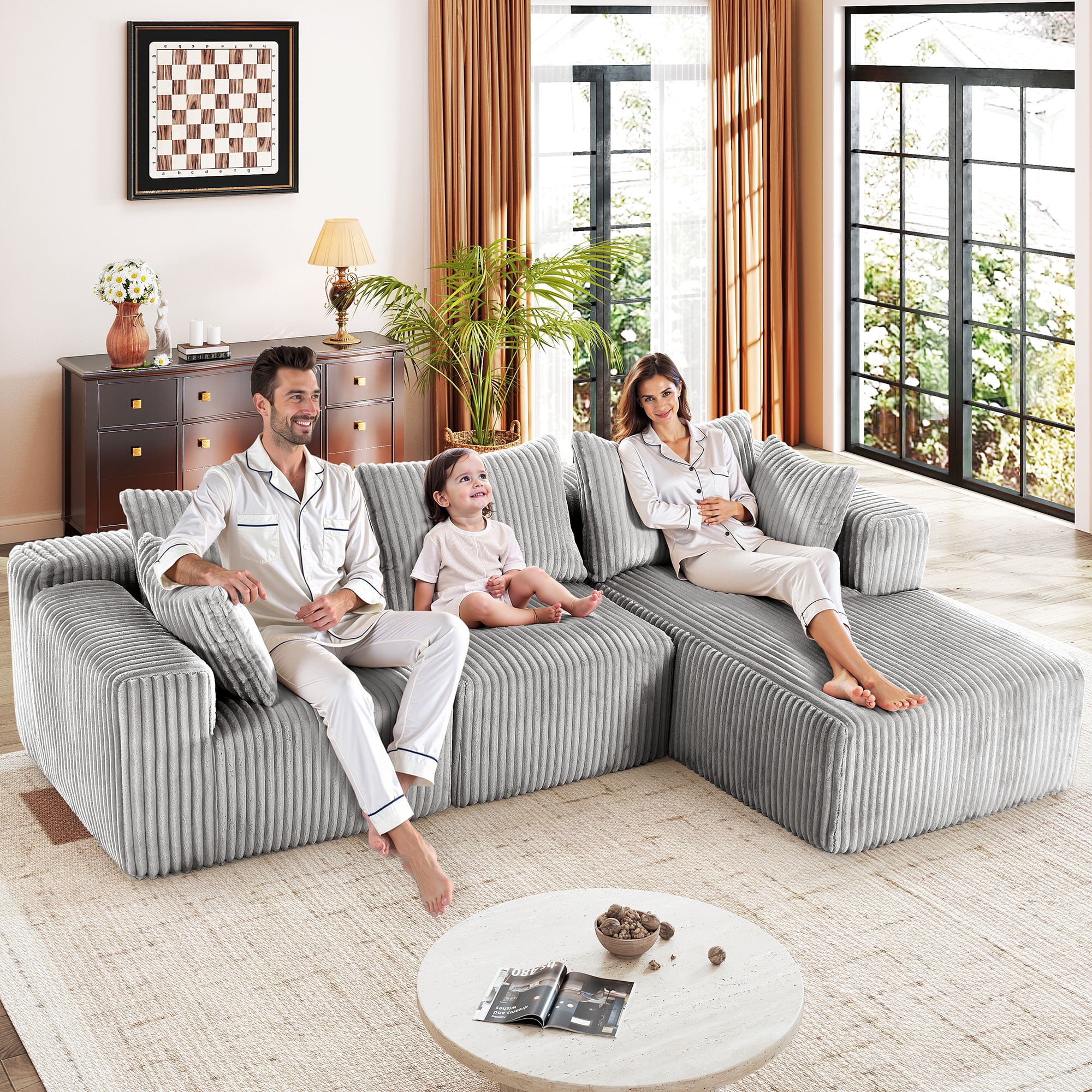 BedLuxury 102" Cloud Sectional Couch with L-Shape Chaise,Modern Modular ...