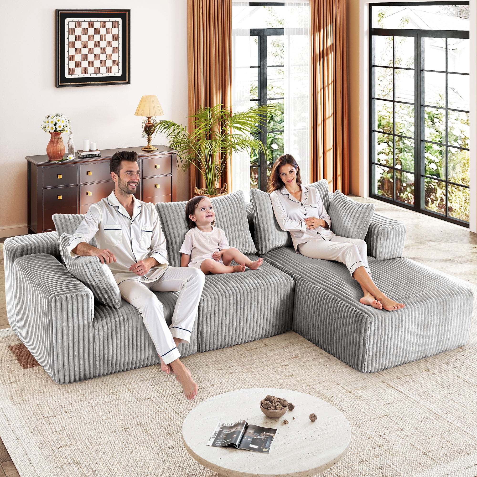 BedLuxury 102" Cloud Sectional Couch with L-Shape Chaise,Modern Modular ...