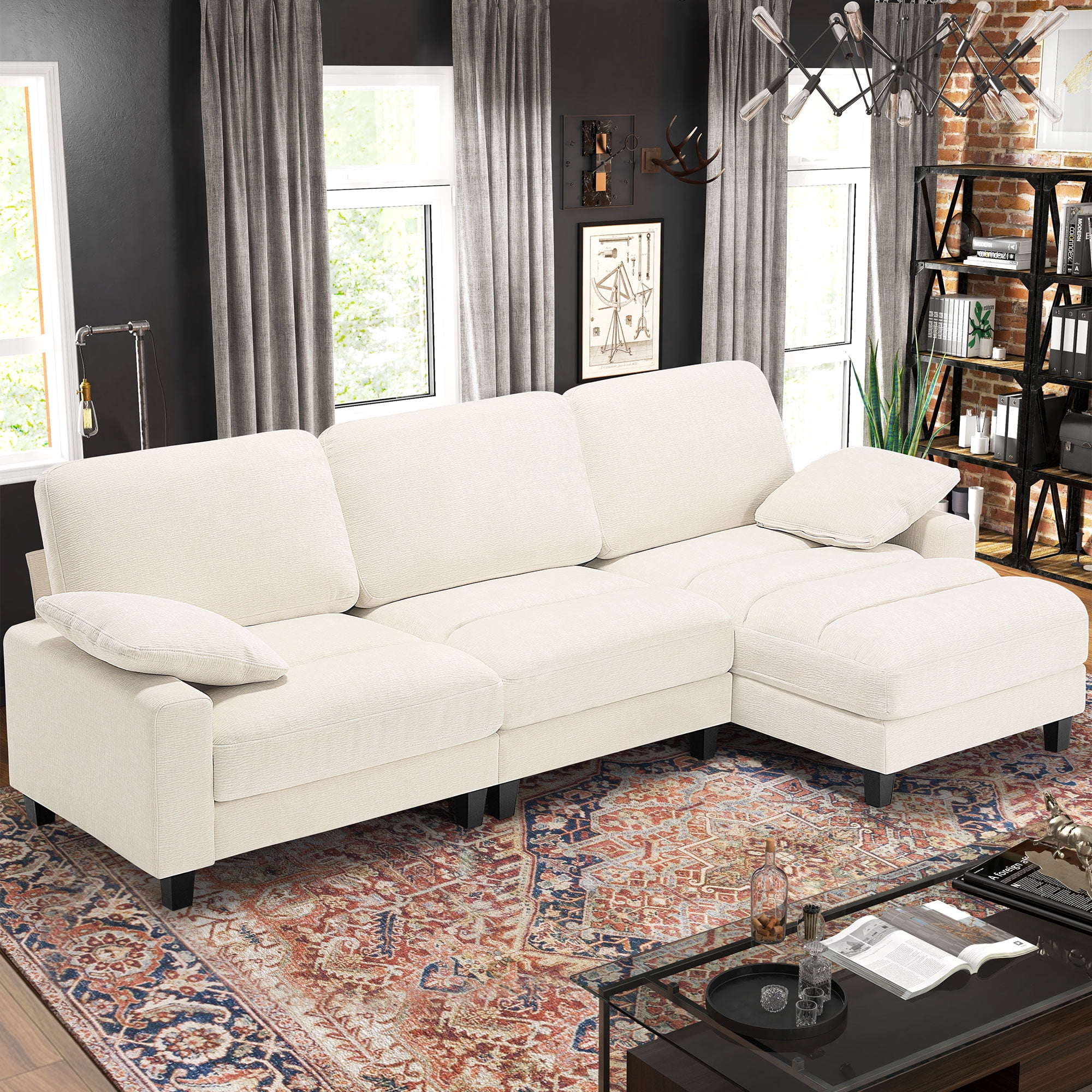 BedLuxury 108’’ Convertible Sectional Couches for Living Room,Oversized ...