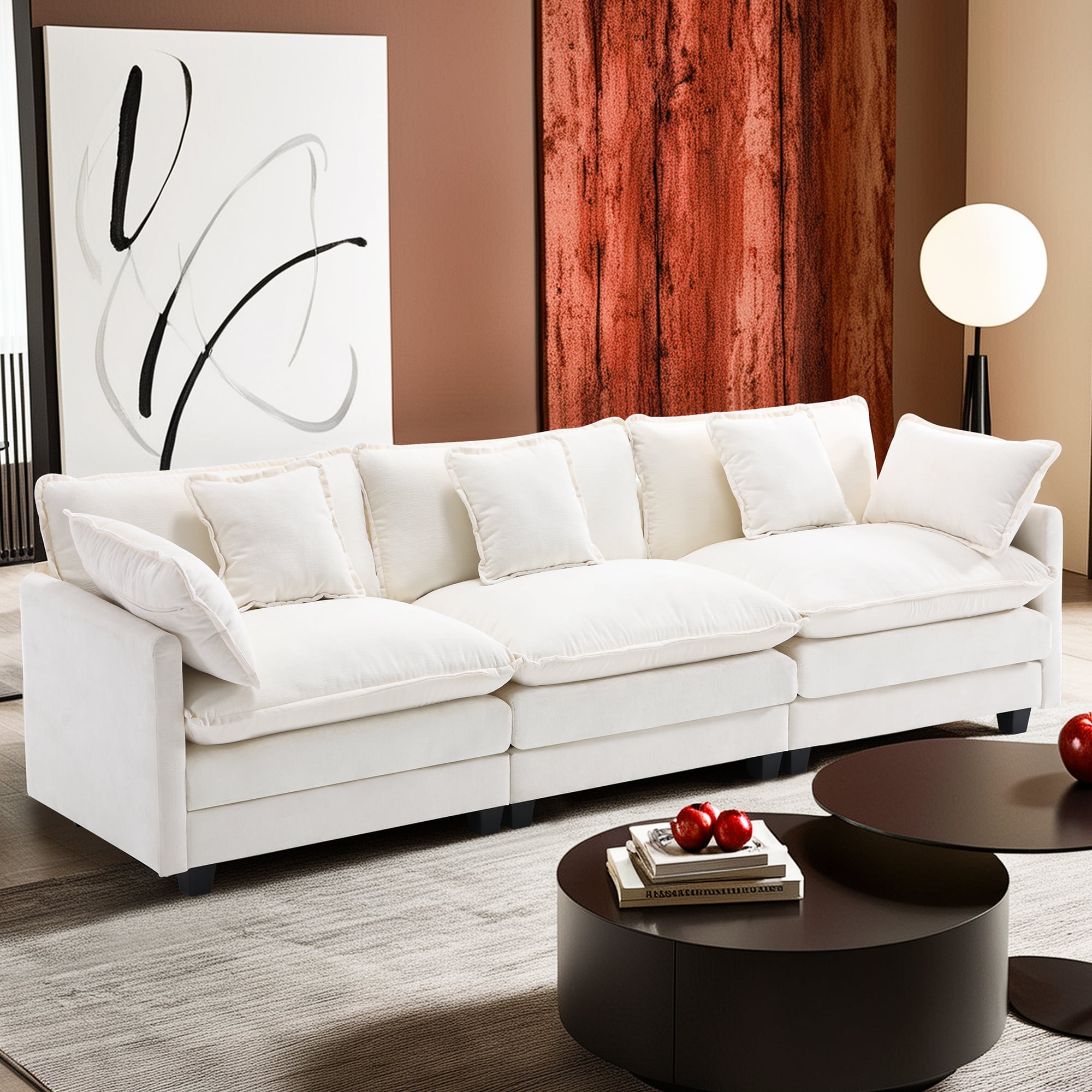 BedLuxury 111.5'' Modular Sectional Sofa, Modern Chenille Deep Seat ...