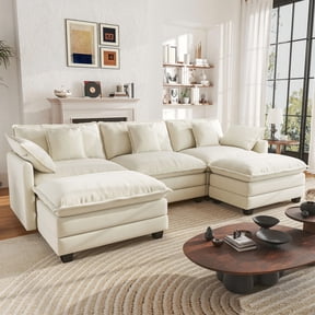 BedLuxury 111.5'' Modular Sectional Sofa with Movable Ottomans, U ...