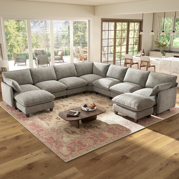 BedLuxury 140" Modular Sectional Sofa with Corner Seat and Movable ...