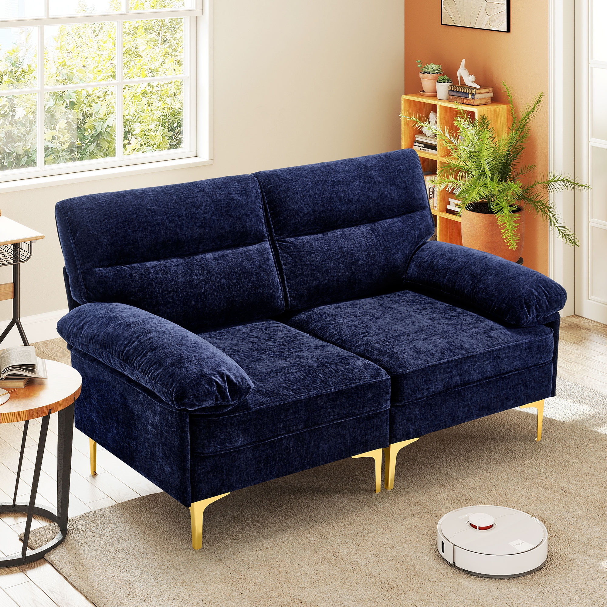 BedLuxury 63.8'' Loveseat Sofa for Living Room, Modern Chenille Comfy ...