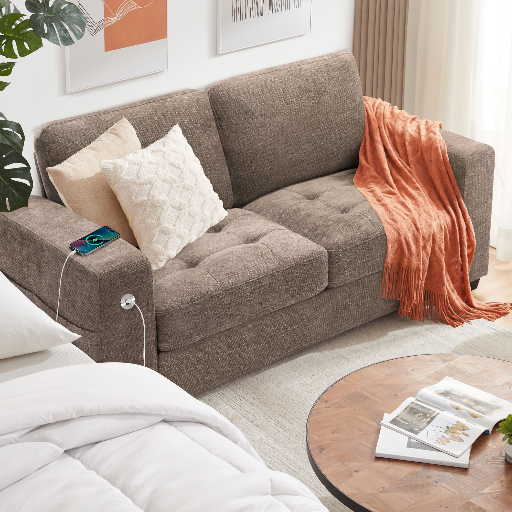 BedLuxury 70” Loveseat Sofa,Comfy Modern 2-Seats Sofa for Small Spaces ...