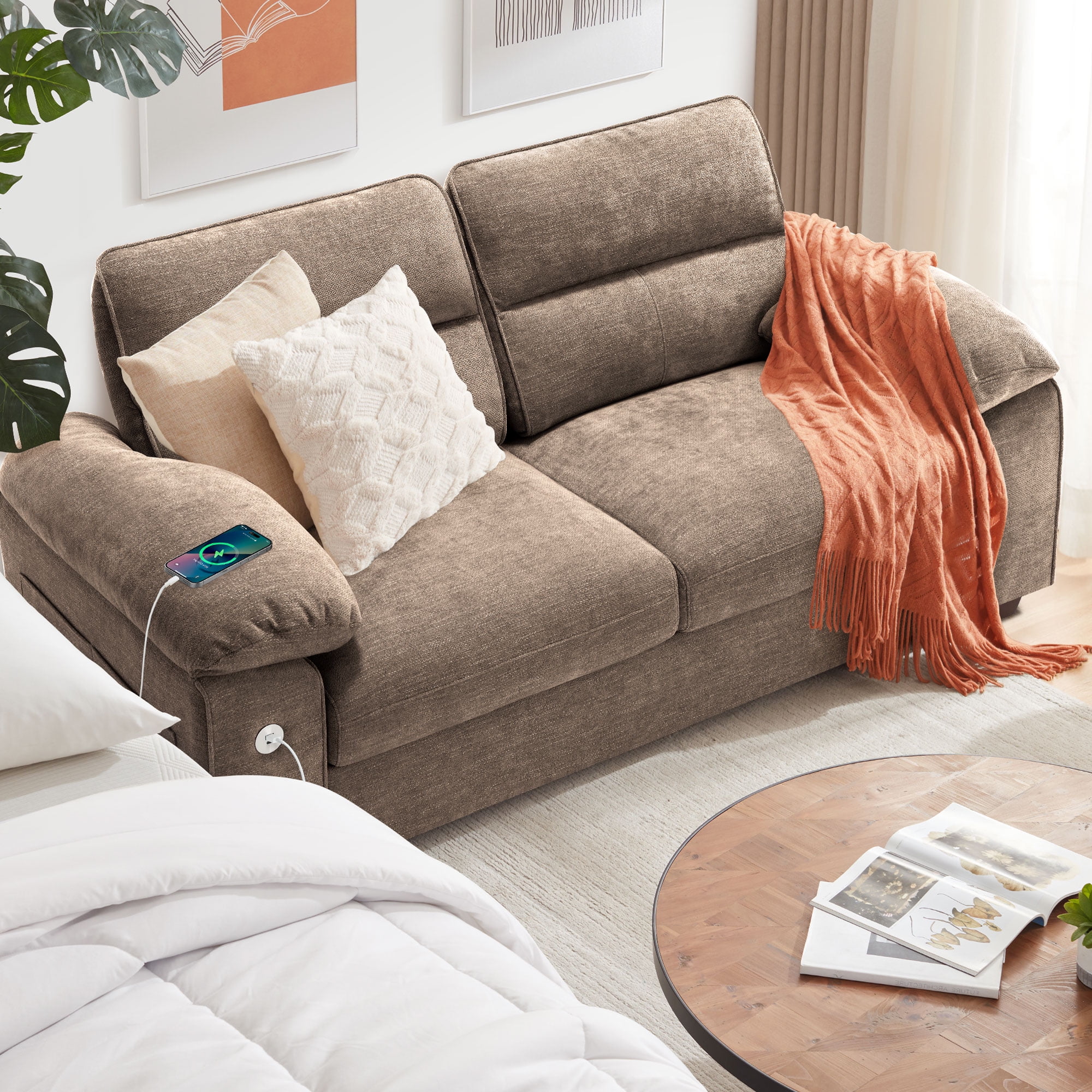BedLuxury 71.5” Loveseat Sofa,Comfy Modern 2-Seats Sofa for Small Space ...