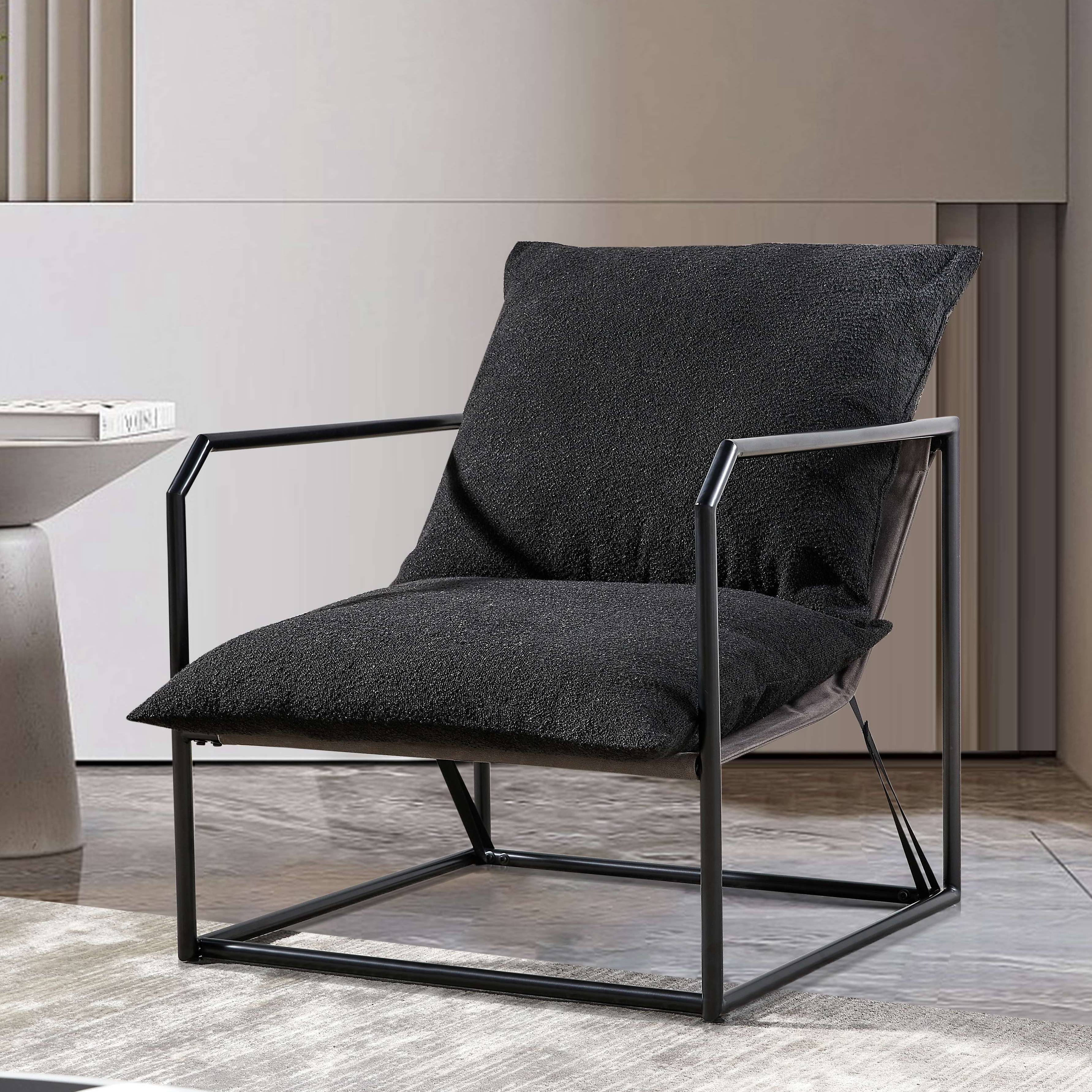BedLuxury Accent Chair Metal Framed Armchair with Shredded Foam ...