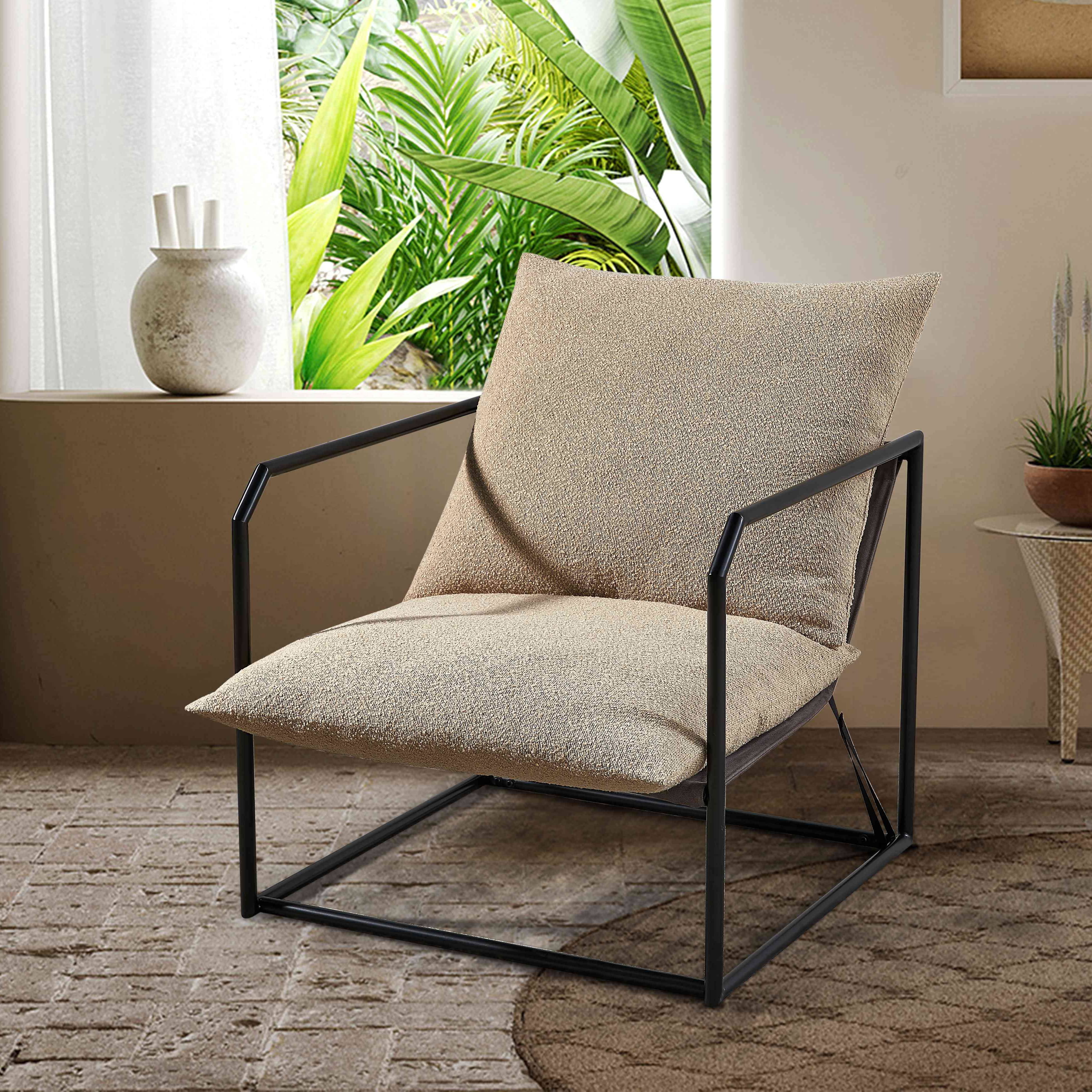 BedLuxury Accent Chair Metal Framed Armchair with Shredded Foam ...