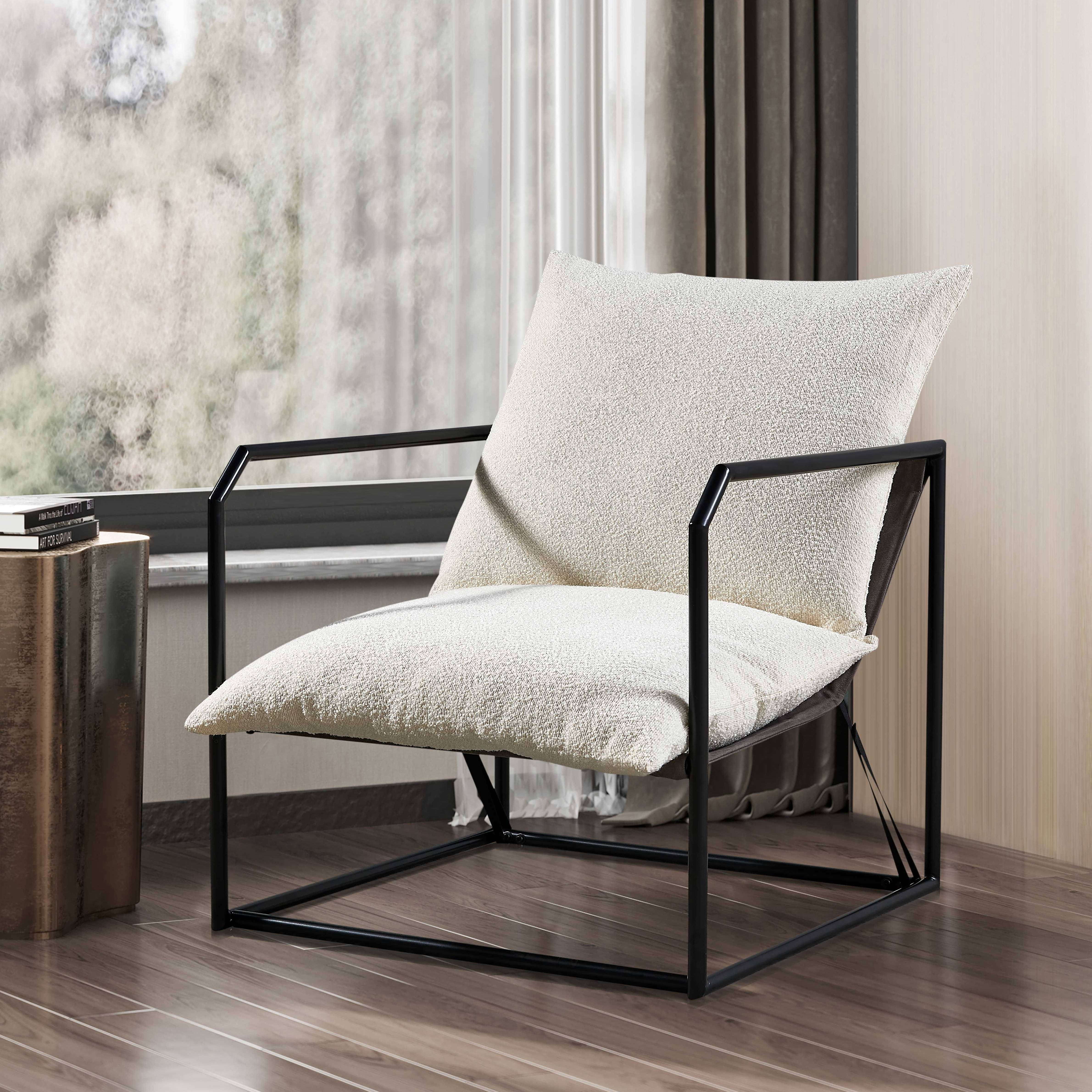 BedLuxury Accent Chair Metal Framed Armchair with Shredded Foam ...