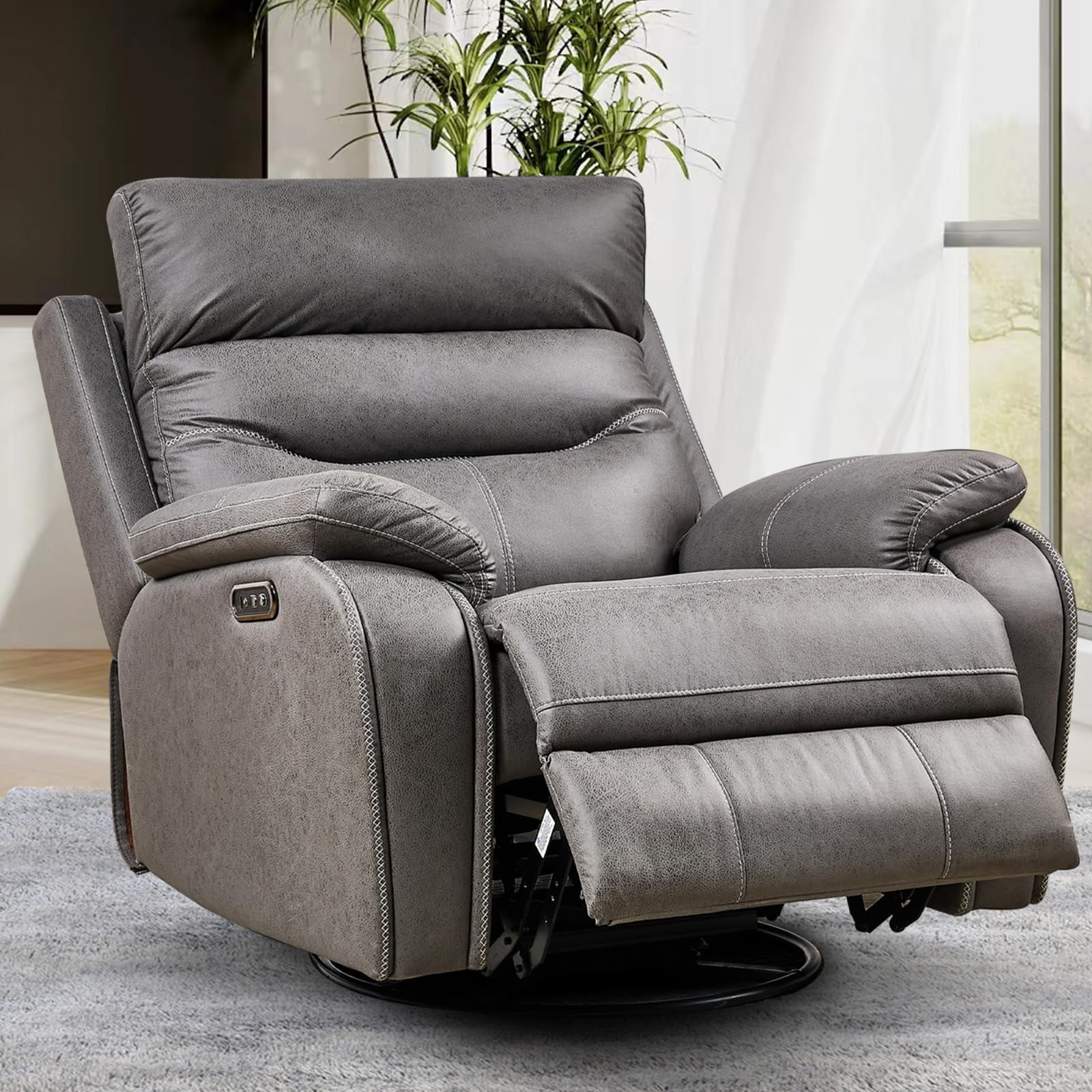 BedLuxury Faux Leather for Living Room Adjustable Recliners with USB ...