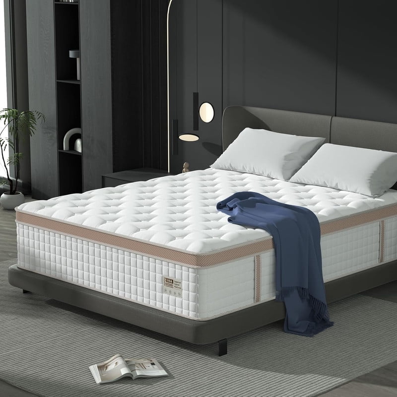 BedStory 12 Inch King Size Hybrid Mattress in a Box, Gel Memory Foam ...