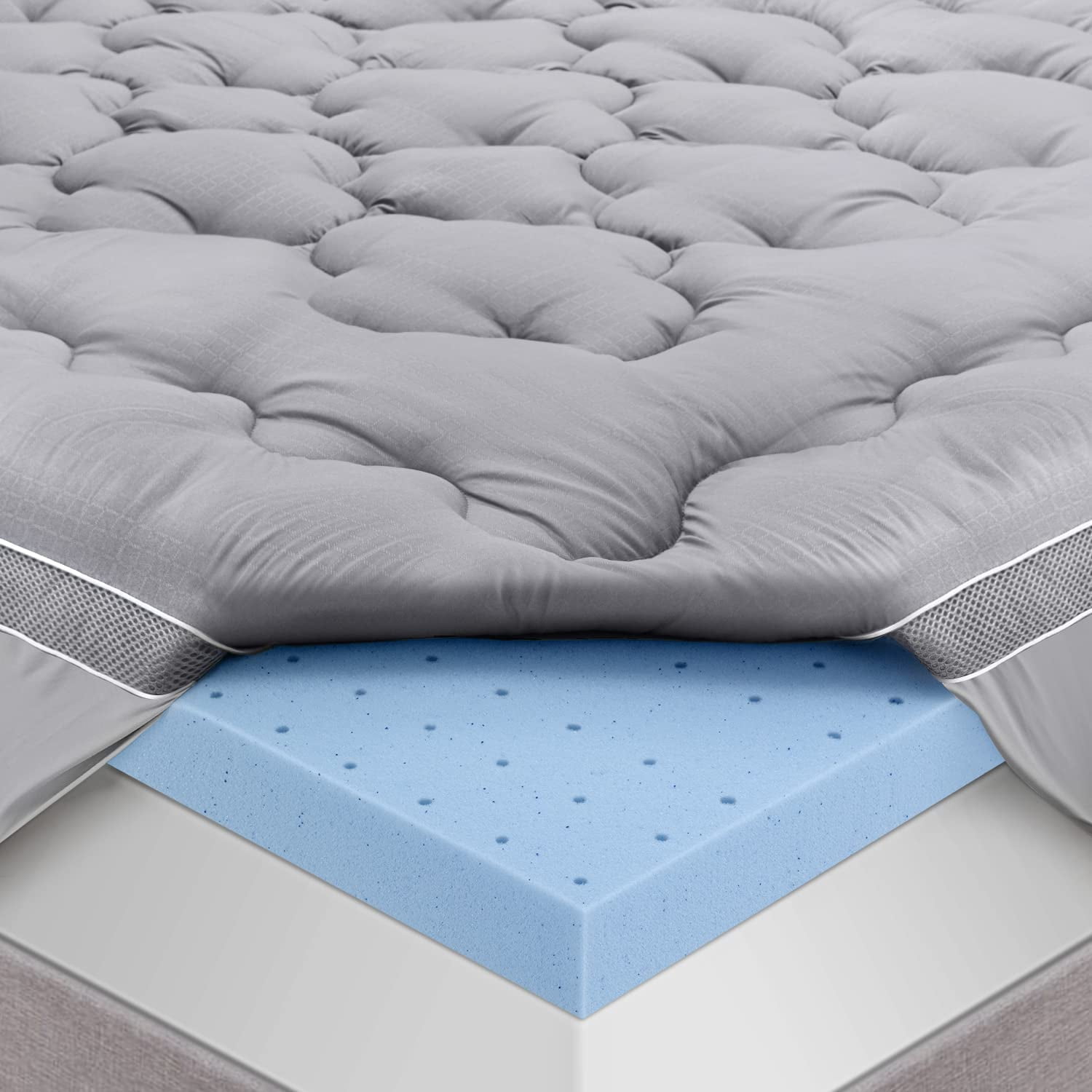 BedStory Mattress Topper King Size, Dual Layer Pillow Top and Gel ...