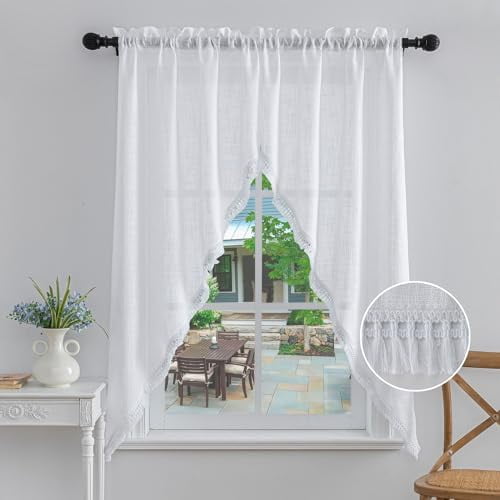 Beda Home Tassel Linen Textured Swag Curtain Valance for Farmhouses ...
