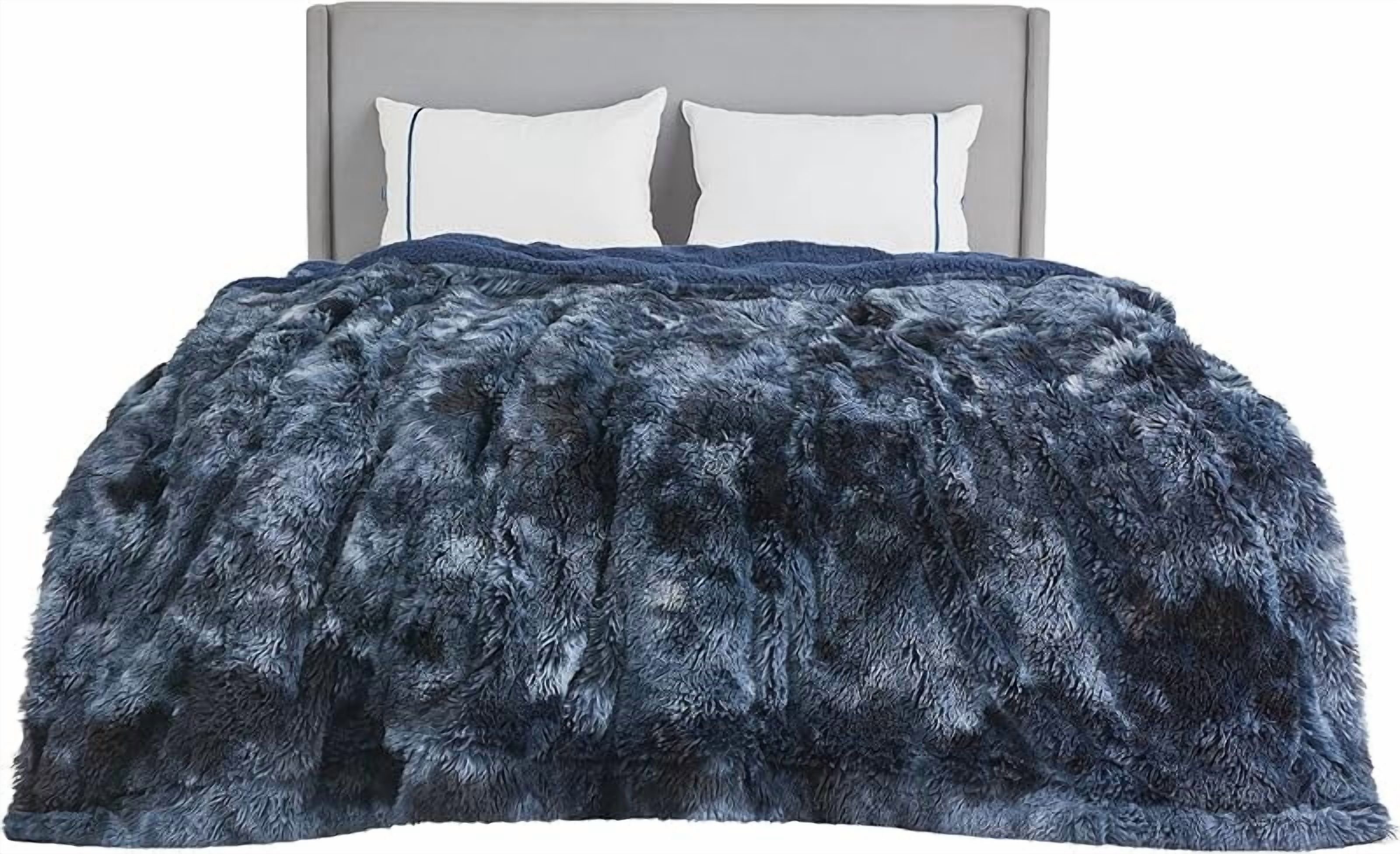 Bedcare GentleSoft Fluffy Tie Dye Navy Blue King Size Blanket for Bed ...