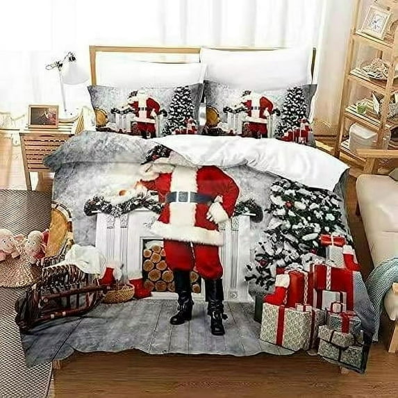 Bedding 3 Set Christmas Duvet Cover, Microfiber 3D Bedding Set ...