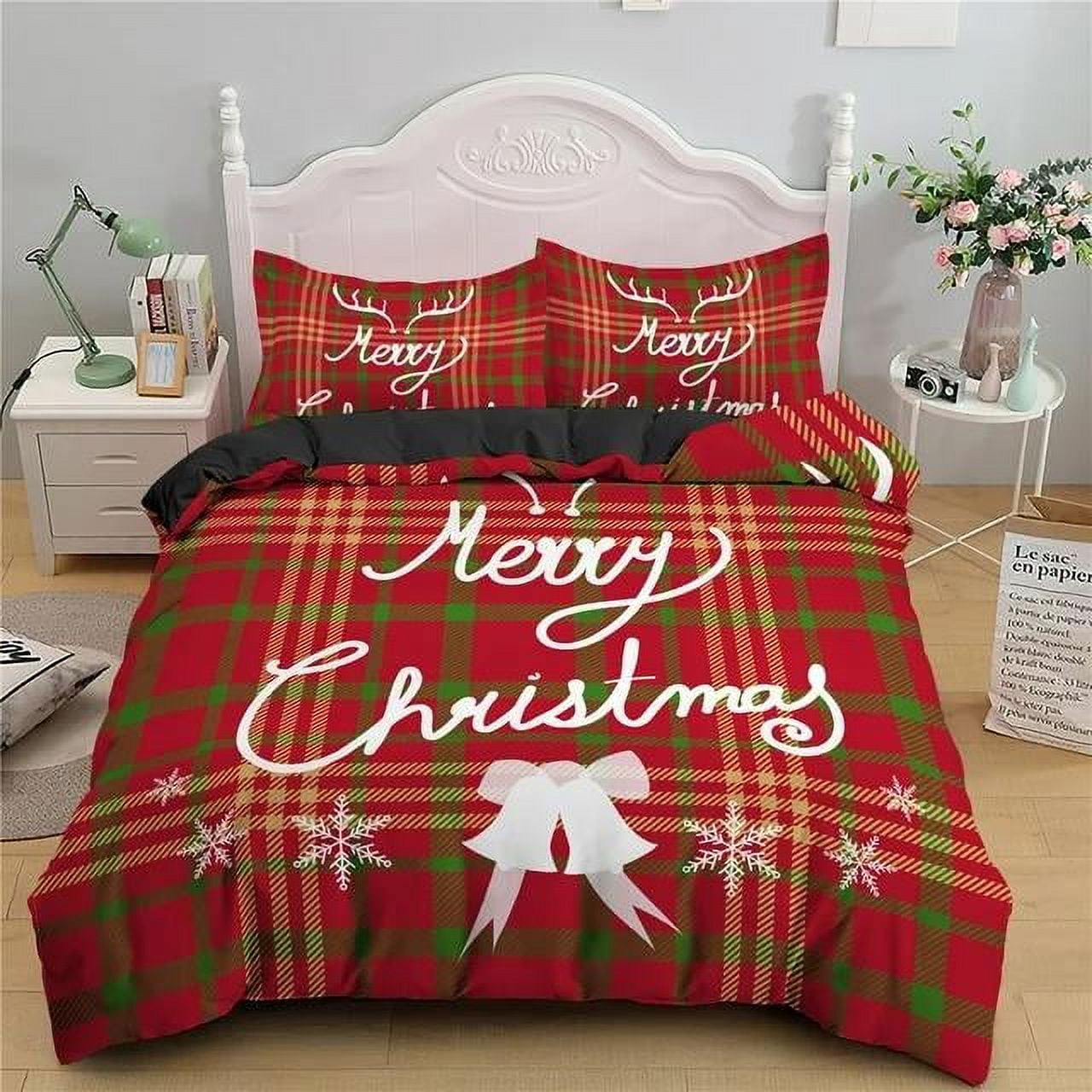 Bedding 3 Set Christmas Duvet Cover, Microfiber 3D Bedding Set ...