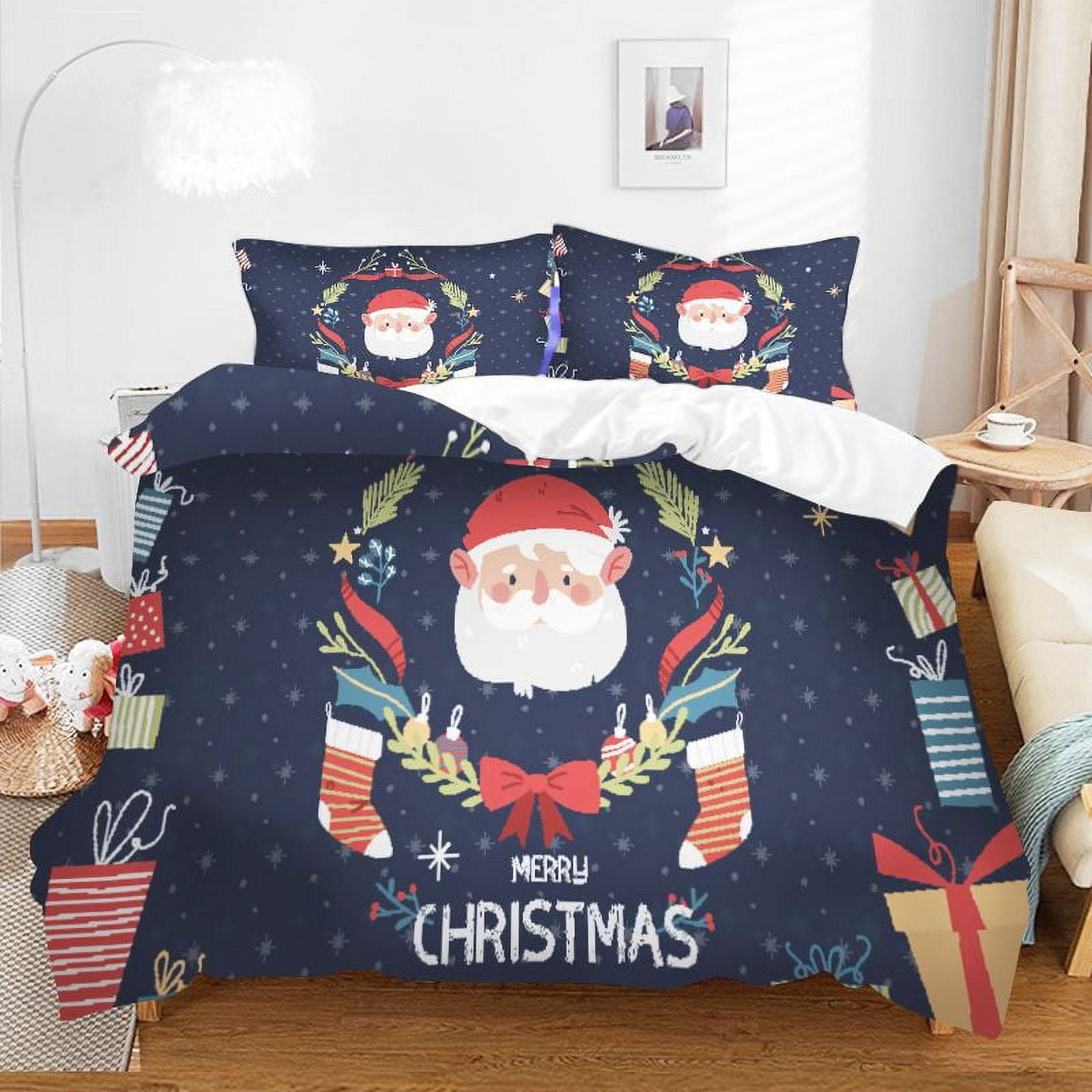 Bedding 3 Set Christmas Duvet Cover, Microfiber 3D Bedding Set ...