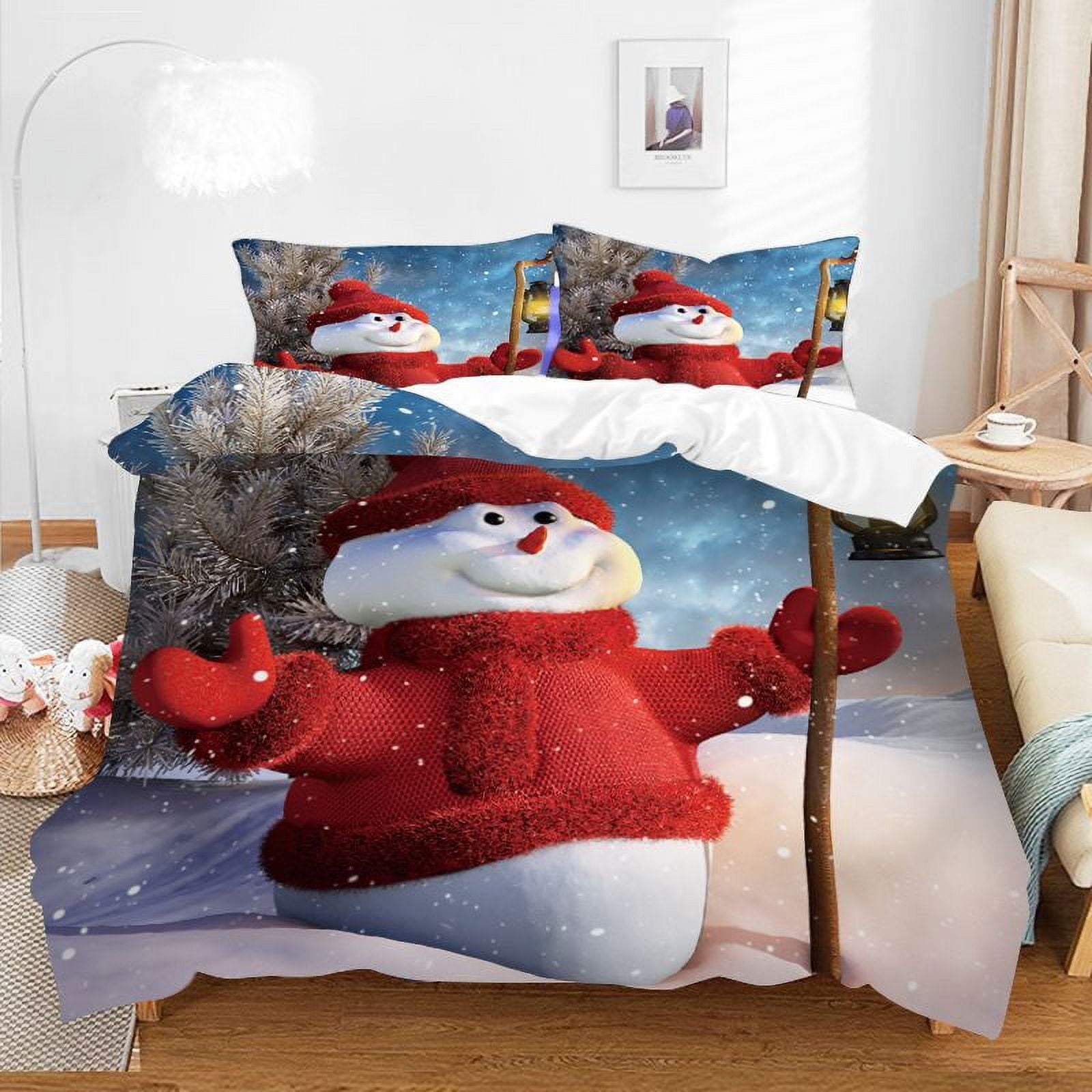 Bedding 3 Set Christmas Duvet Cover, Microfiber 3D Bedding Set ...
