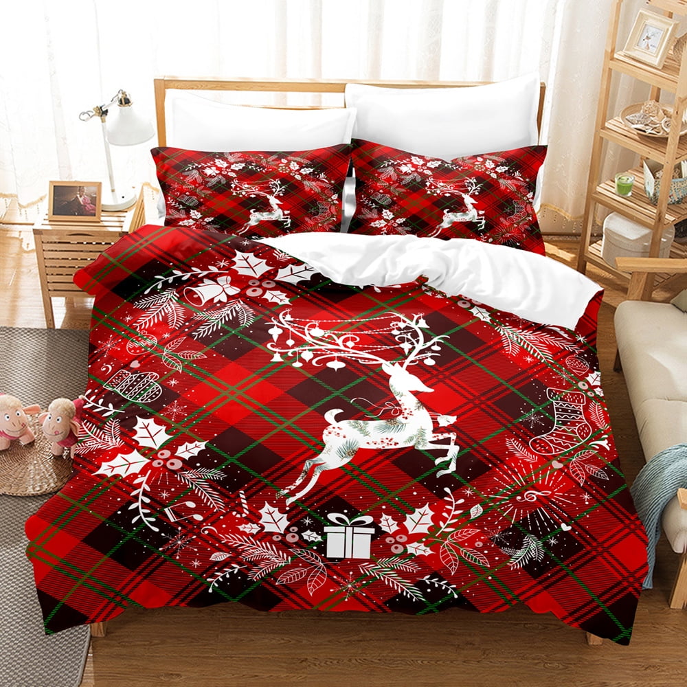 Bedding 3 Set Christmas Duvet Cover, Microfiber 3D Bedding Set ...