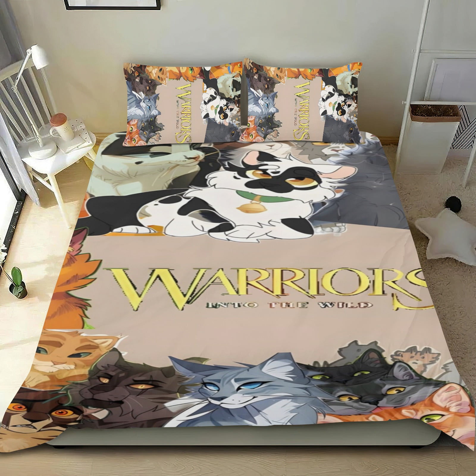 Bedding All Season Comforter Cover Set Warriors Cats with 2 Pillow ...