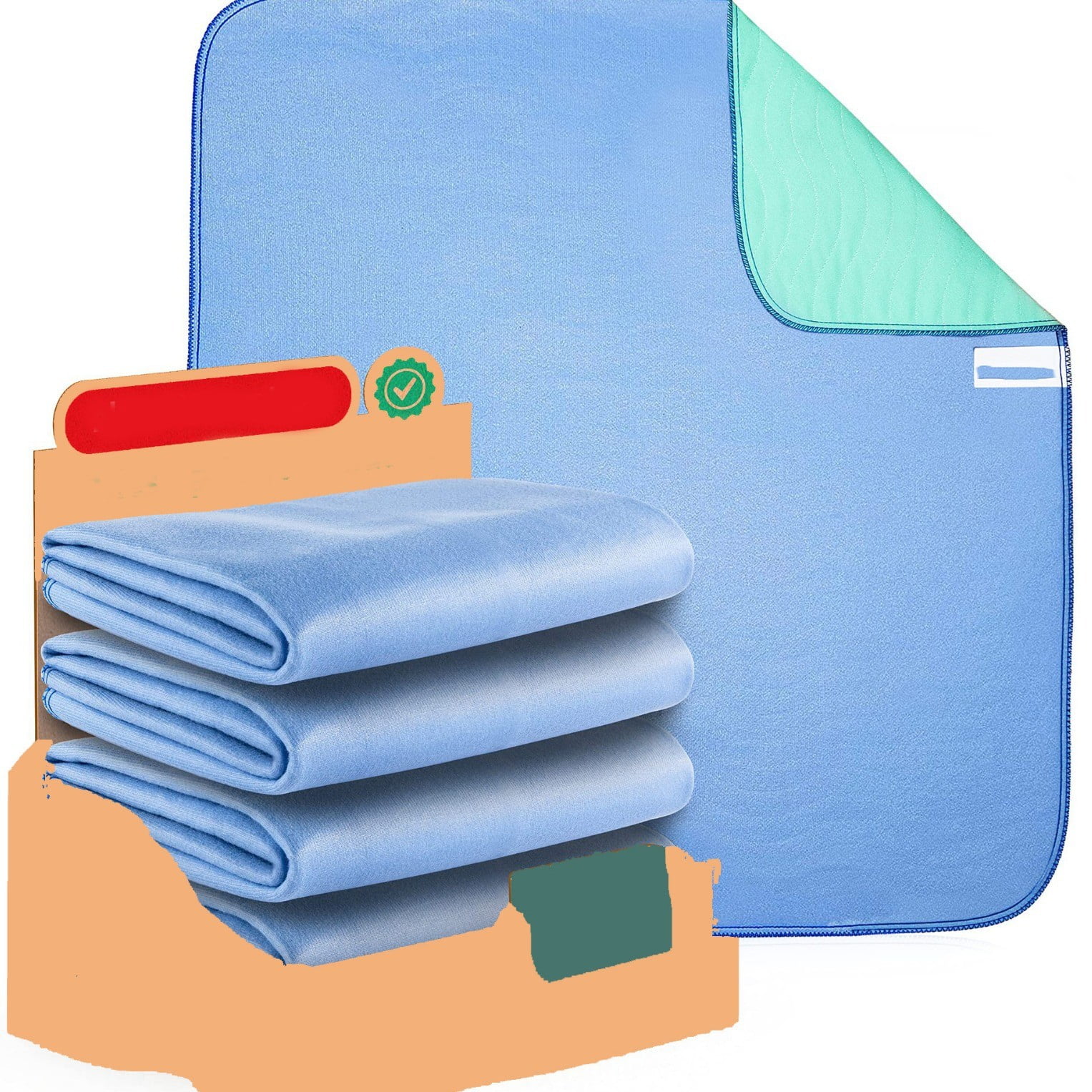 Bedding Bed Pads 34 X 36 Inches (Pack Of Blue) Washable and Reusable ...