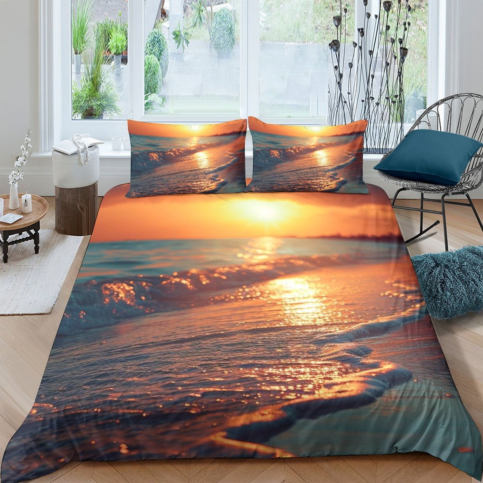 Bedding Cover Set Sunset Beach Duvet Cover Pillowcase Bedspreads Adult ...