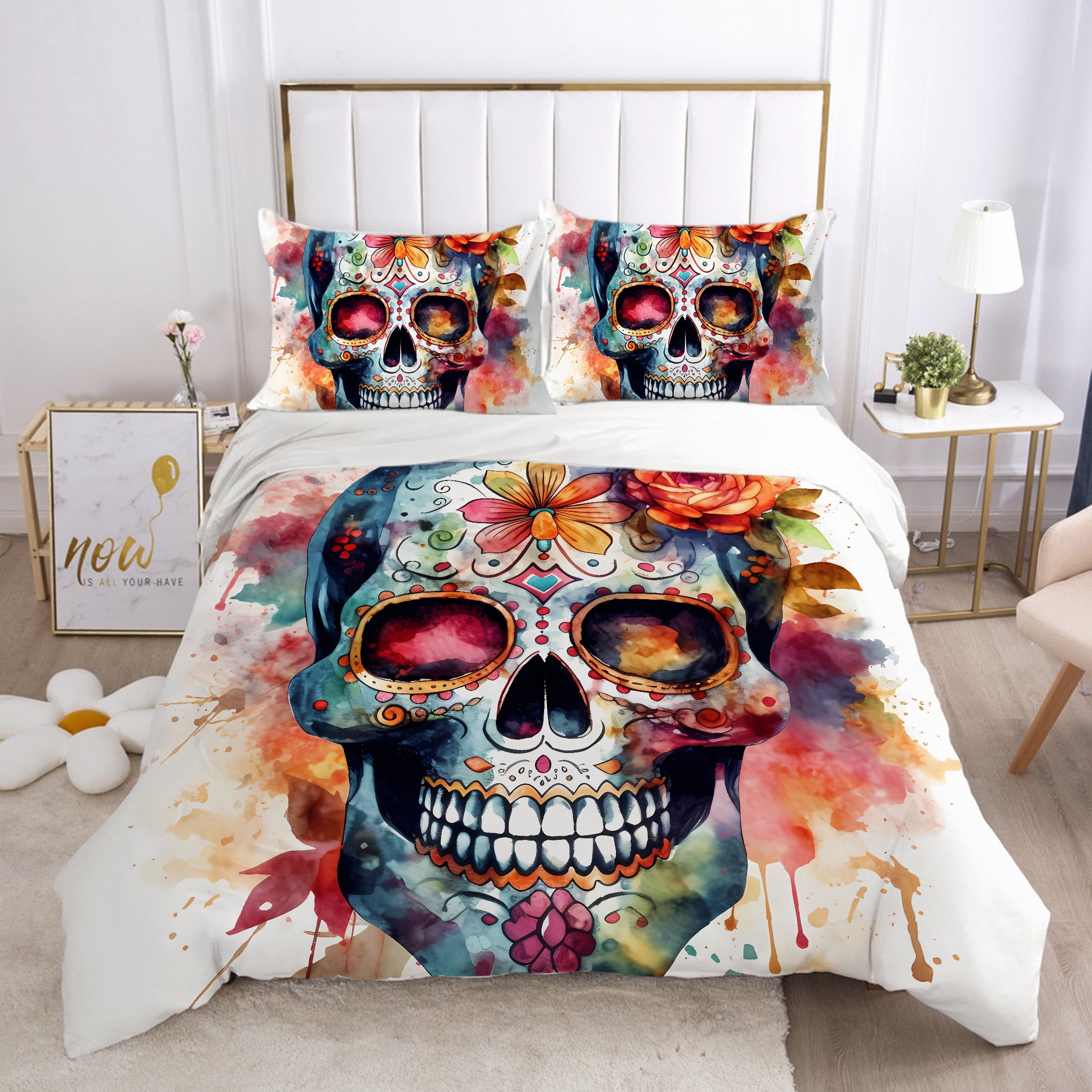 Bedding Cover Suit Human Skull Printing Quilt Cover Suit Adult Teenager ...