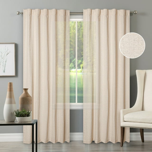Bedding Craft Natural Linen Cotton Tab Top Window Curtain Panels, Set ...
