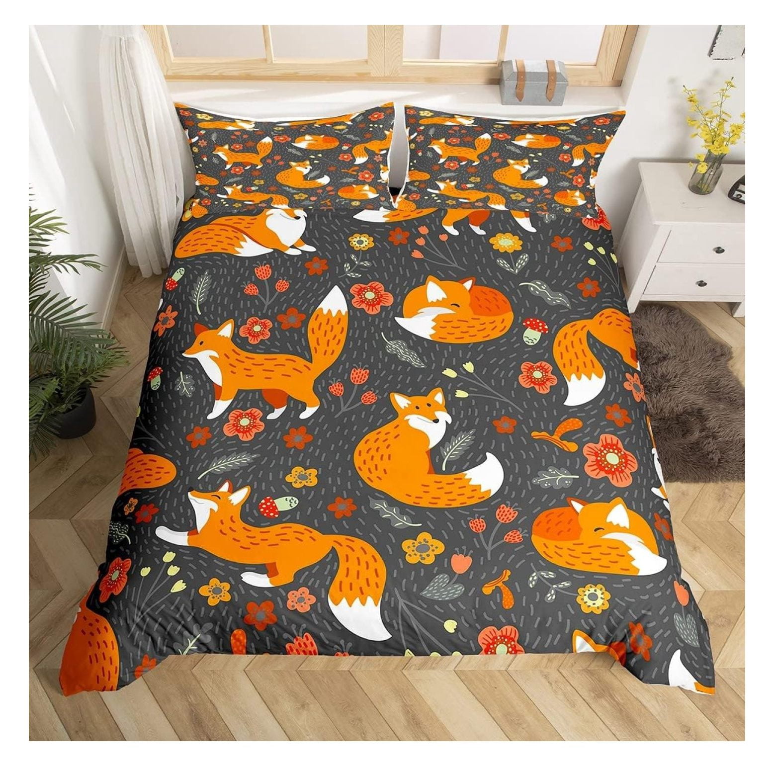 Bedding Duvet Cover Full Size Cartoon Animal Comforter Cover with 2 ...