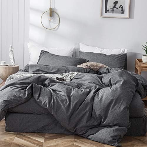 Bedding Duvet Cover Set 100% Washed Cotton Linen Like Textured ...