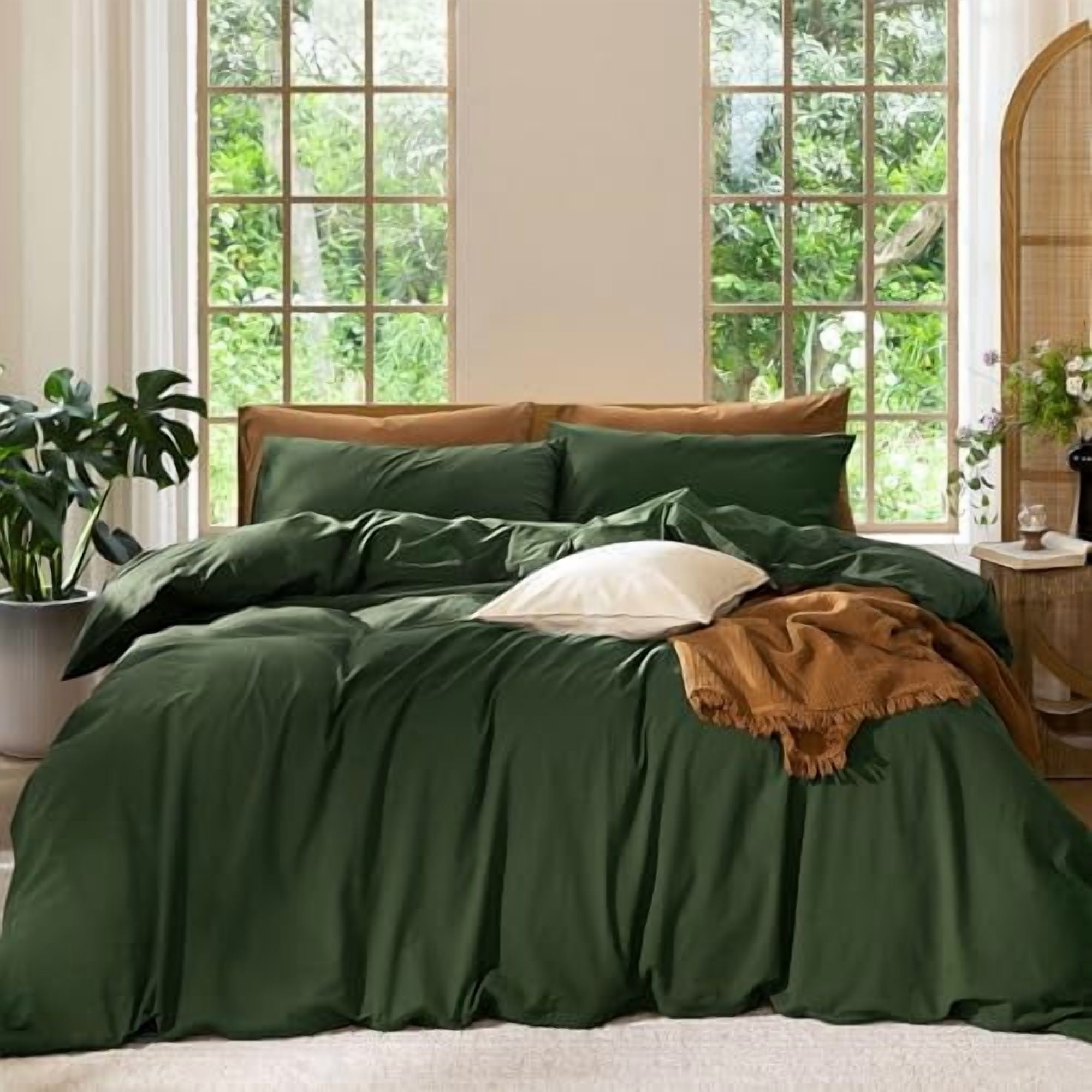 Bedding Duvet Cover Set 100% Washed Cotton Linen Like Textured ...